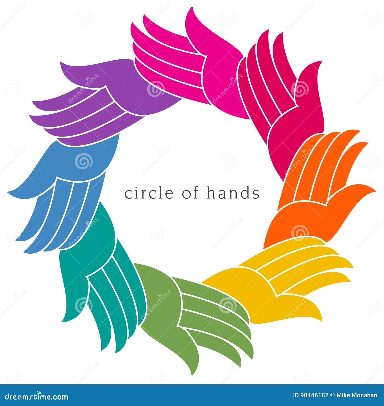 A Colorful Diverse Circle of Hands Stock Vector - Illustration of ...