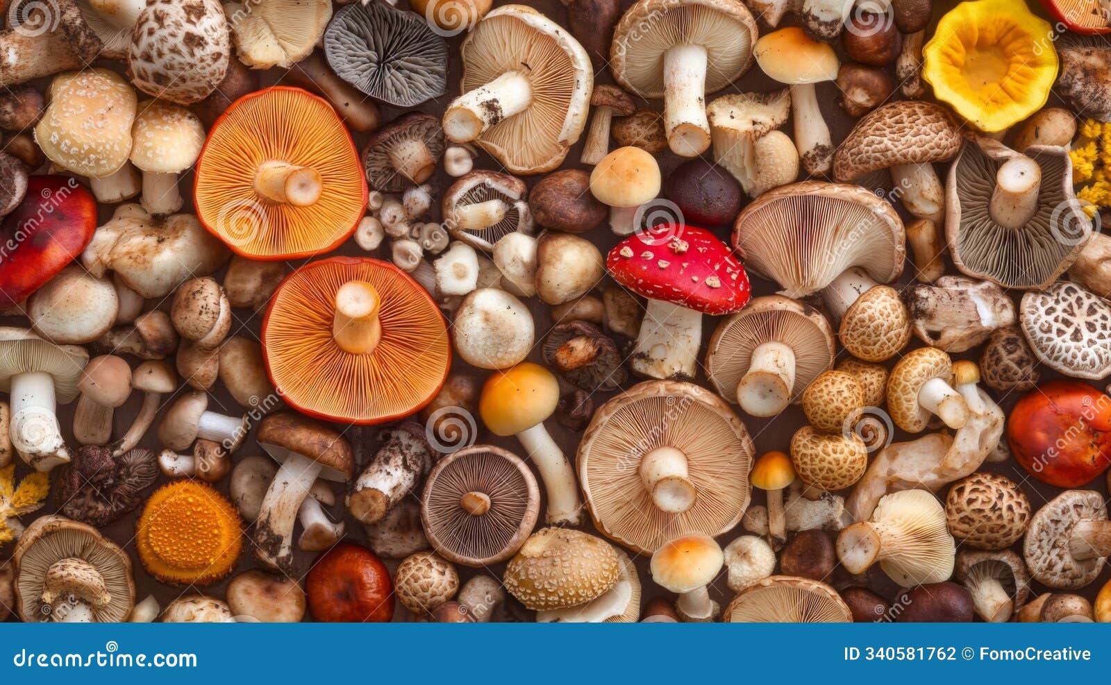 Diverse Collection Of Mushrooms: Edible And Wild Varieties Royalty-Free ...