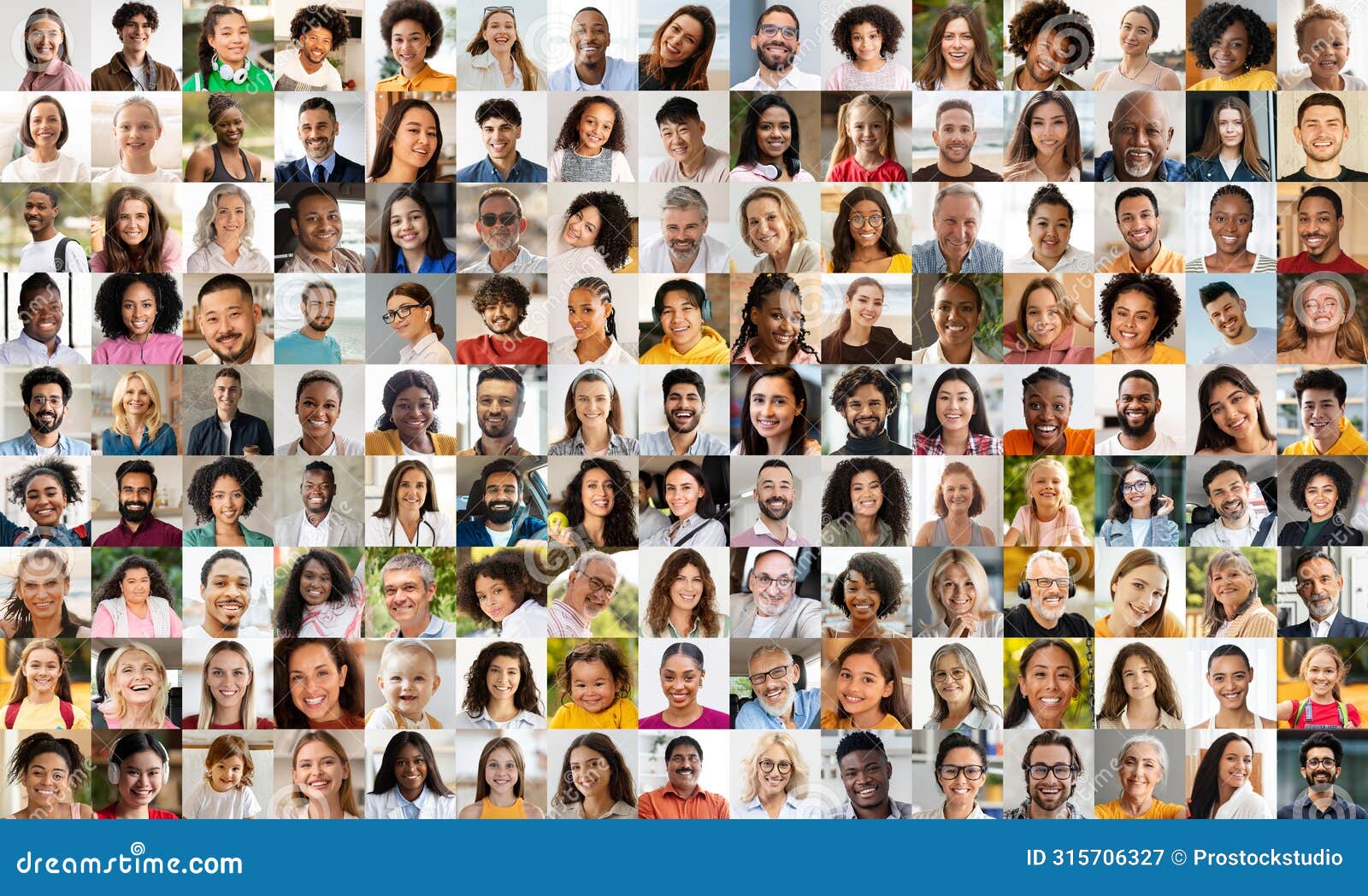 Colorful Diverse Faces Collage, Concept of Unity Stock Image - Image of ...