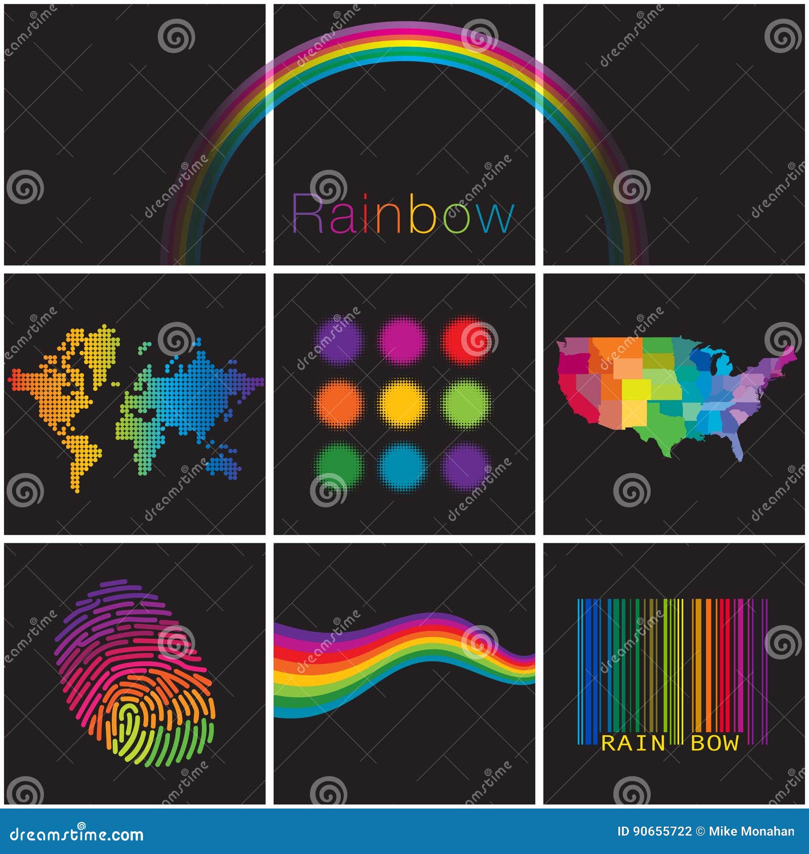A Colorful Diverse Selection of Creative Rainbows Stock Vector ...