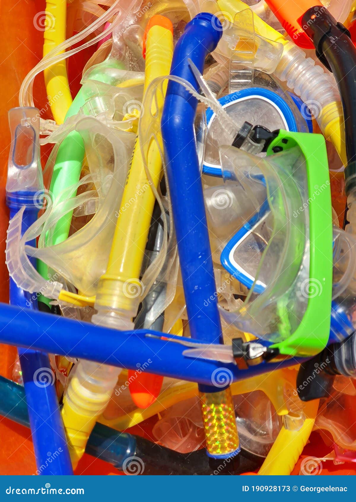 Colorful Diving Equipment in a Basket Stock Image - Image of cyprus ...