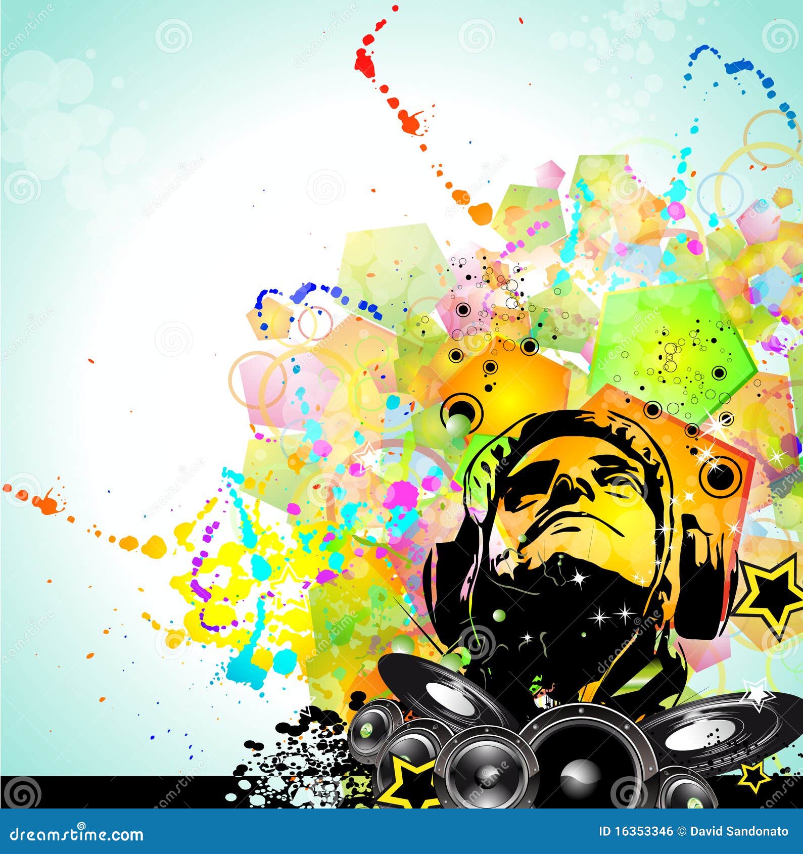 Colorful DJ Disco Flyer with Rainbow Colours Stock Vector ...