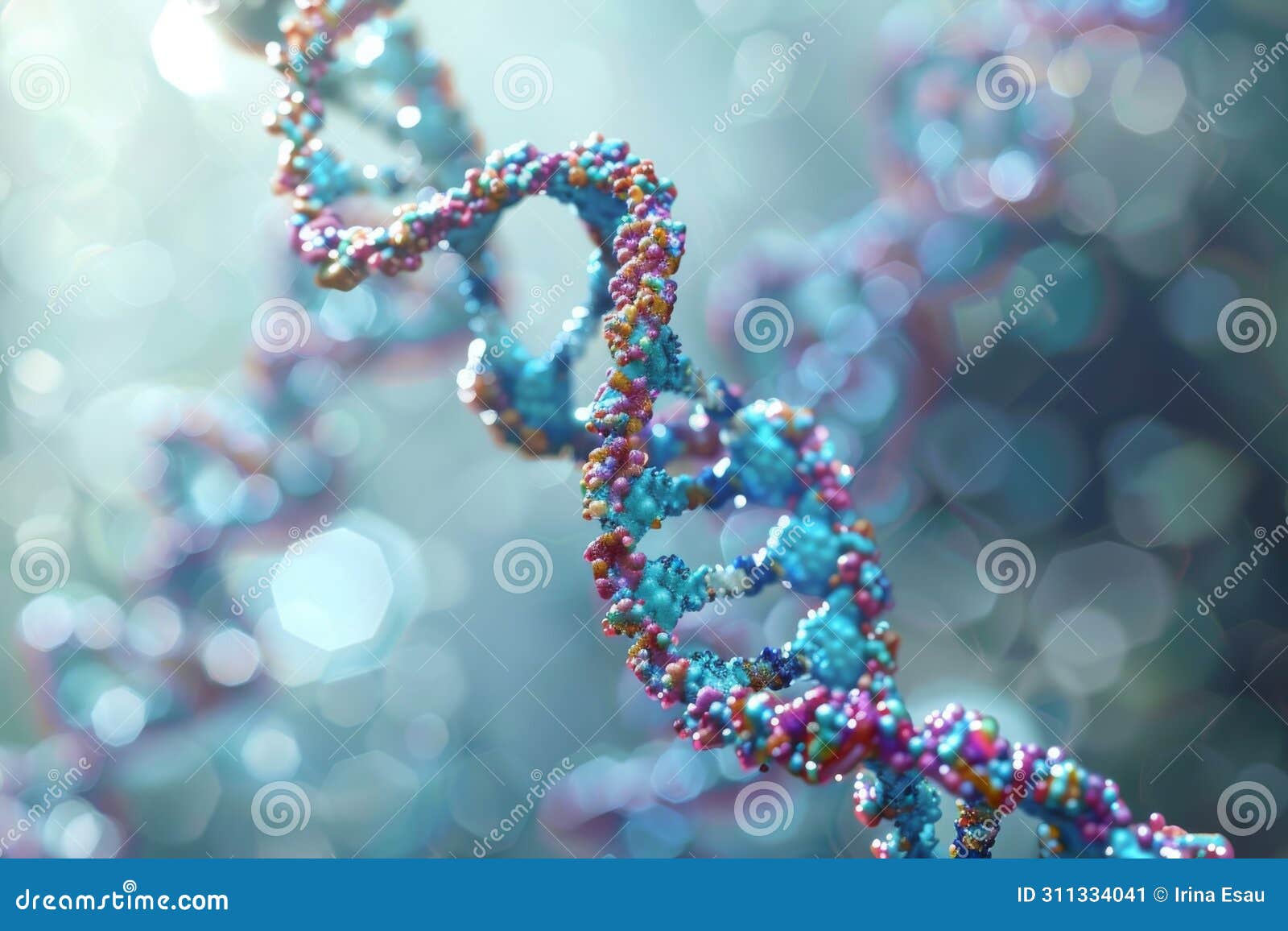 Colorful DNA Molecule Illustration Bokeh Stock Illustration ...