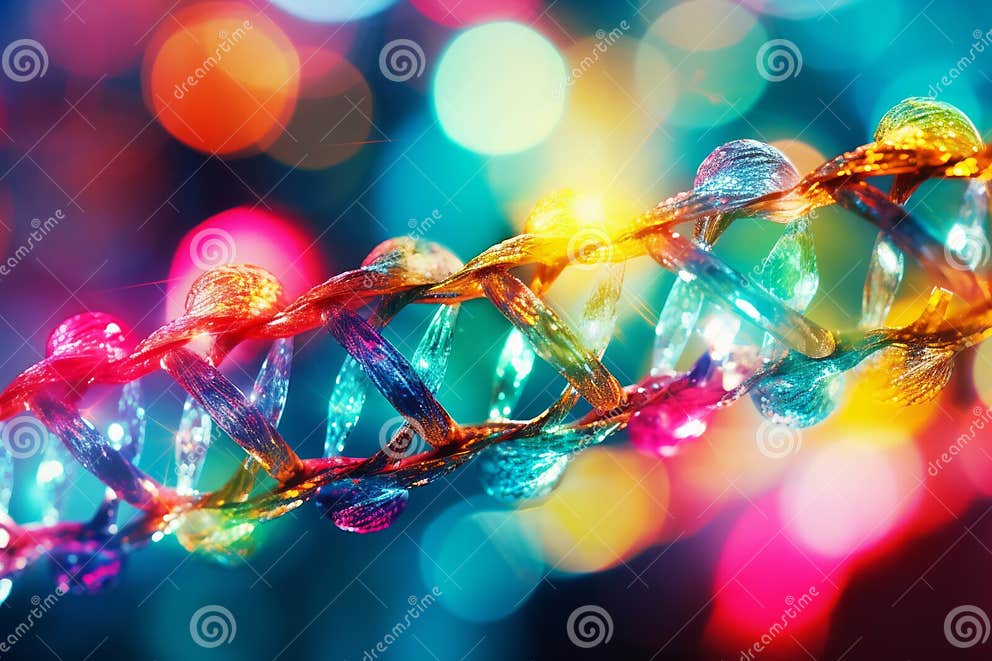 Colorful DNA Molecule Structure Under Microscope. Stock Illustration ...
