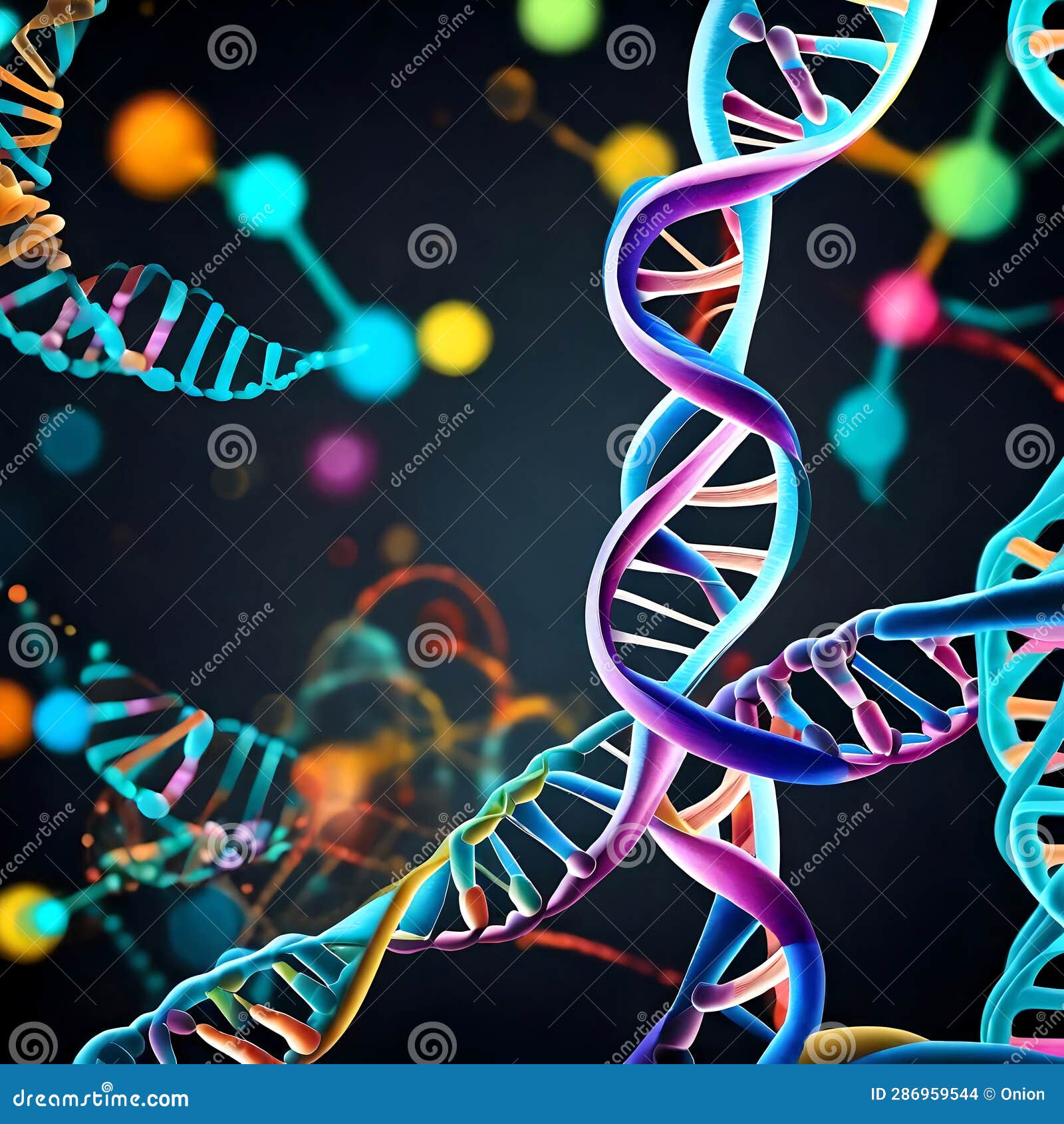 Colorful Dna - Ai Generated Image Stock Illustration - Illustration of ...