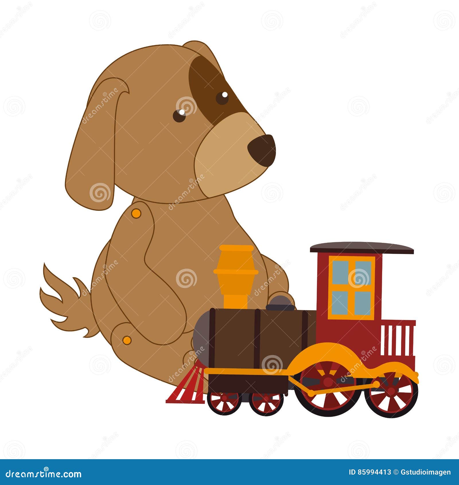 Colorful Dog with Train Toy Stock Vector - Illustration of puppy ...