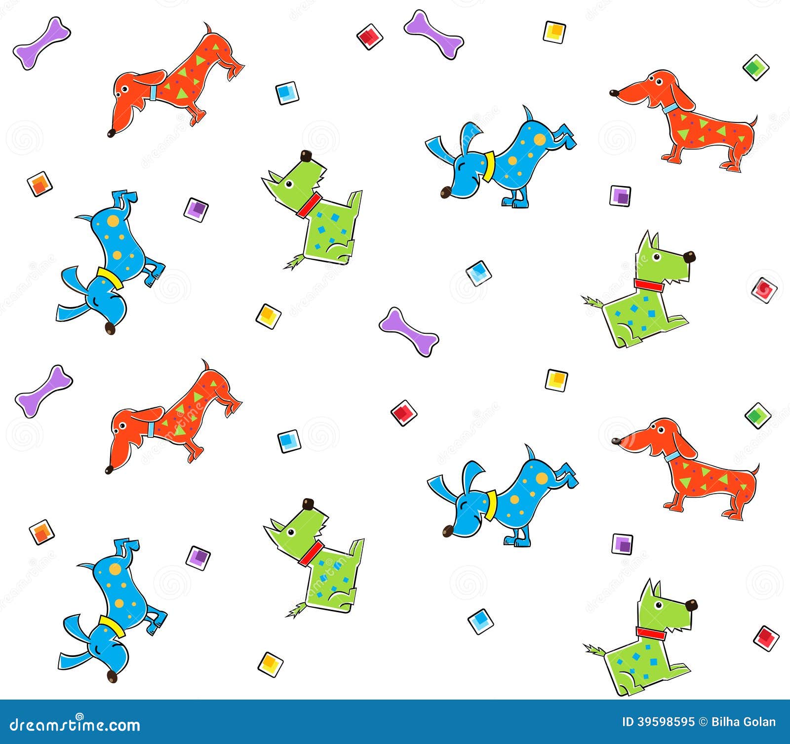 Colorful Dogs Pattern stock vector. Illustration of cartoon - 39598595