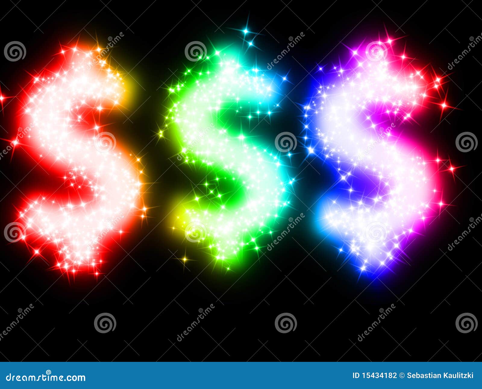 Colorful dollar signs stock illustration. Illustration of night - 15434182