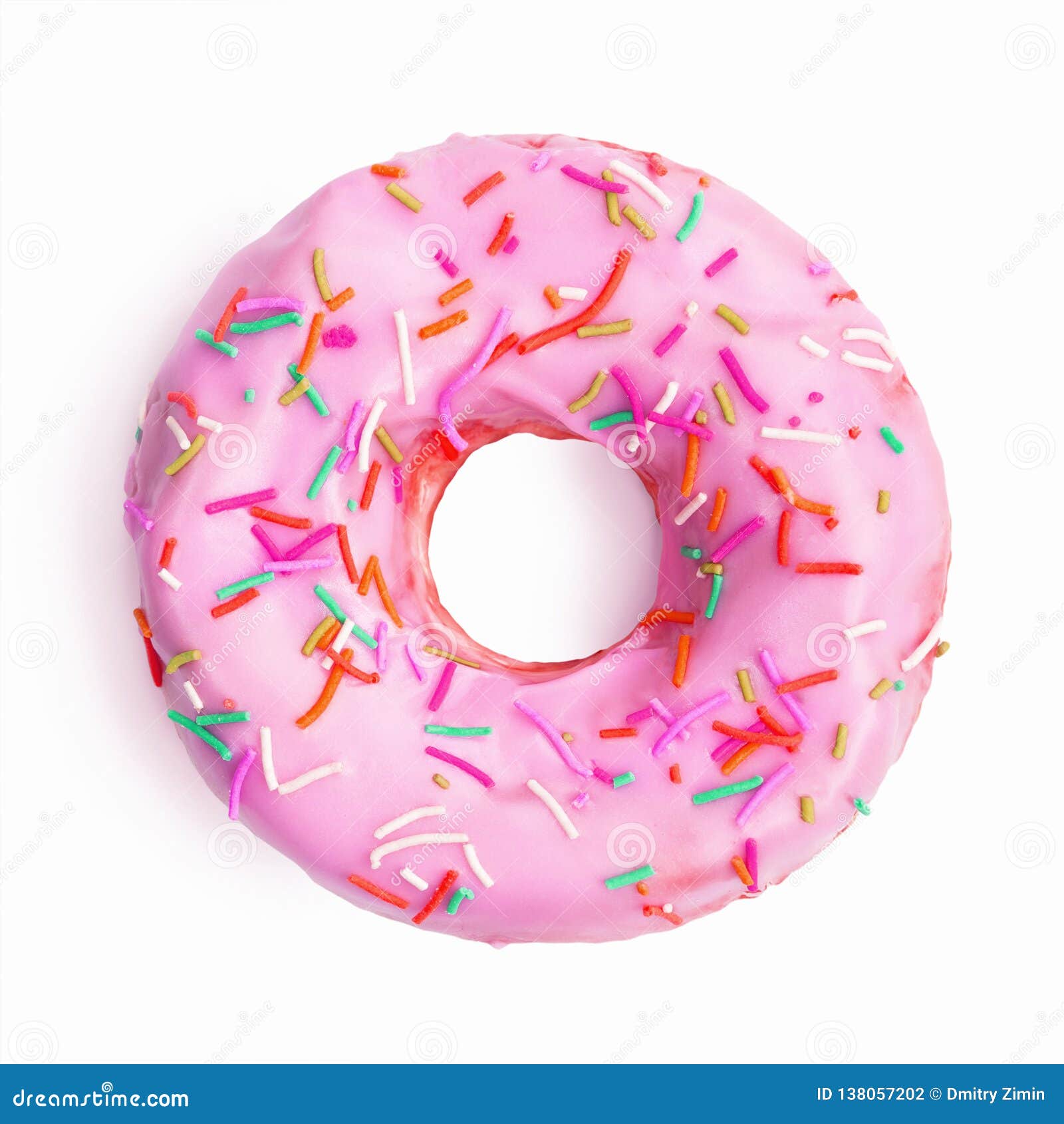 Colorful Donut Decorated with Sprinkles Isolated on White Background ... Colorful Donut Decorated with Sprinkles Isolated on White Background ...