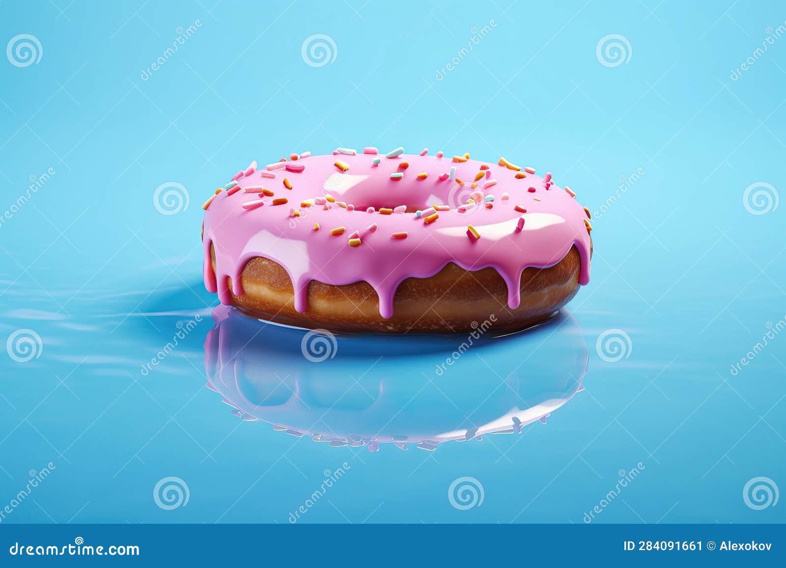 Colorful Donut Floating on Water AI Generated Stock Illustration ...