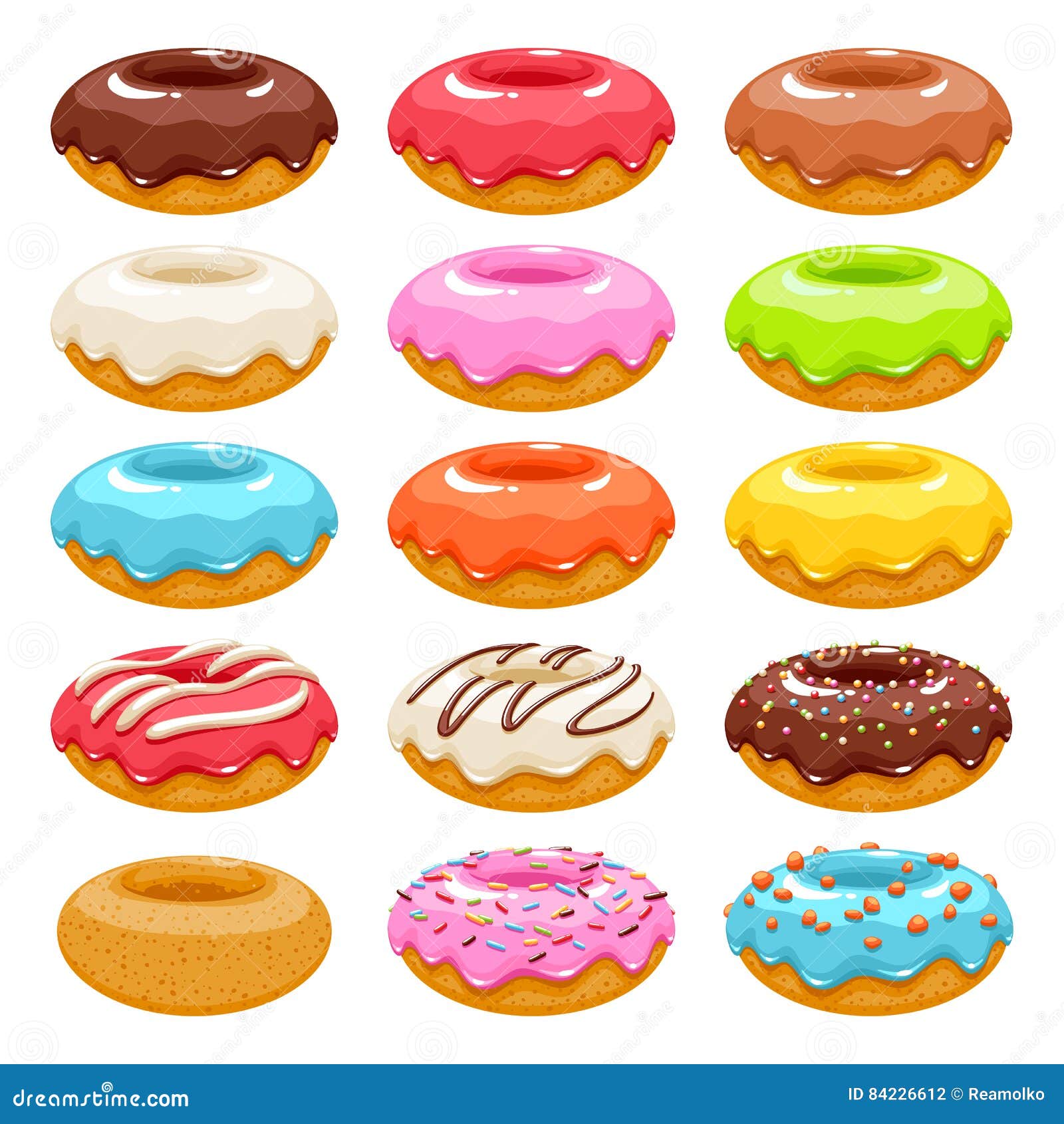 Colorful Donuts Icons Set. Sweet Bakery Vector. Stock Vector ...