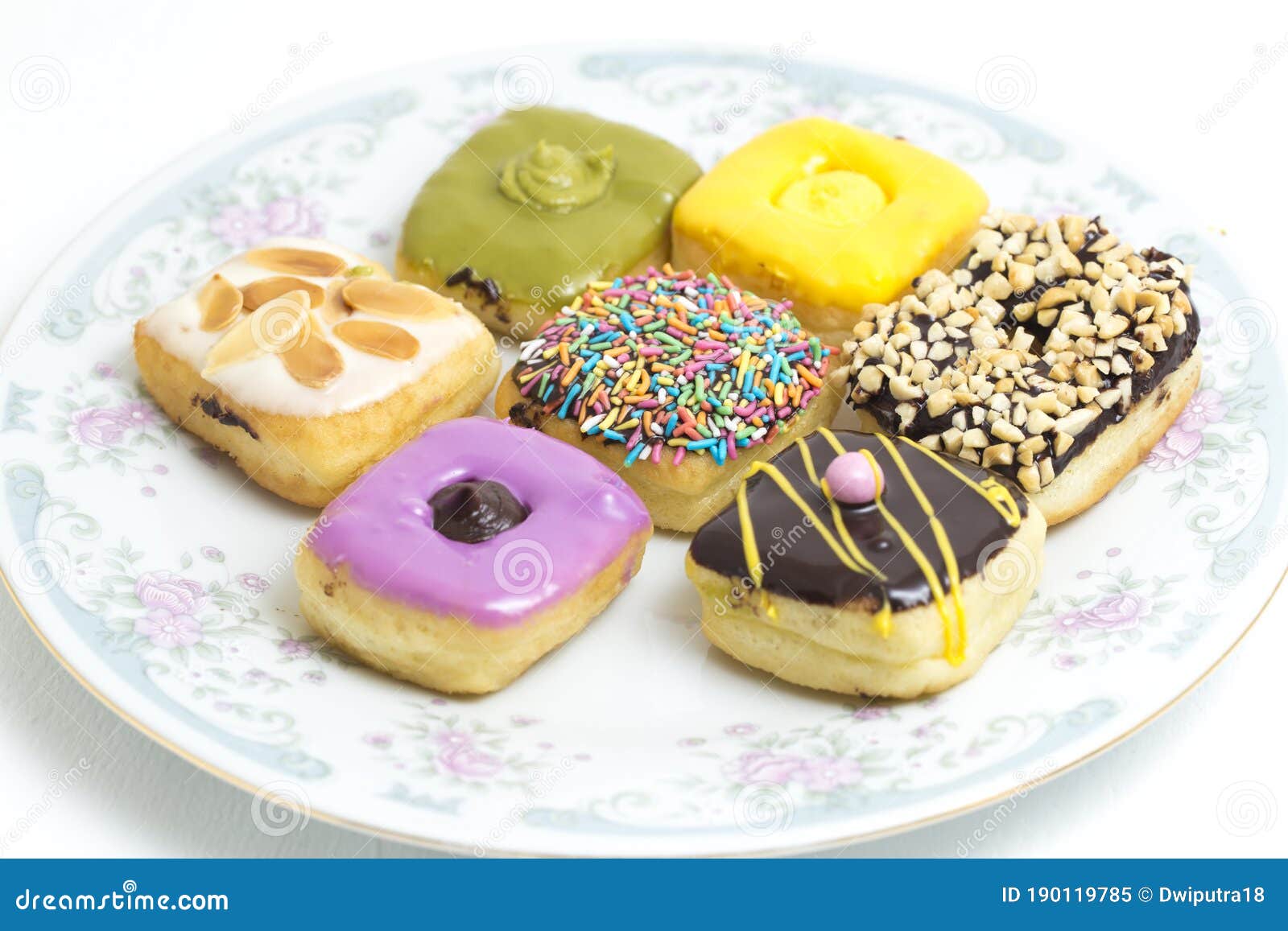 Colorful Donuts Set Isolated on White. Stock Image - Image of glazed ...