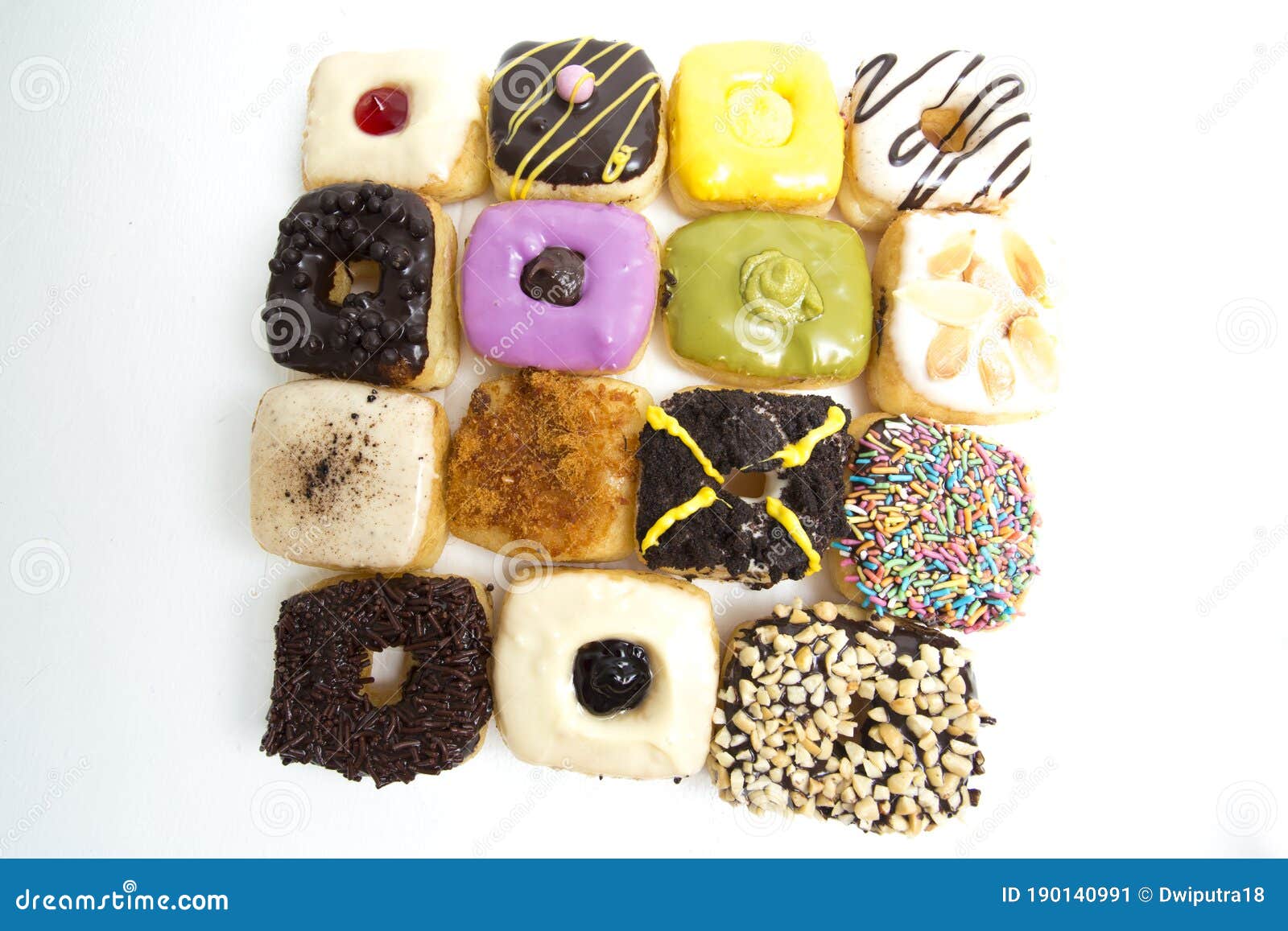 Colorful Donuts Set Isolated on White. Stock Image - Image of ...