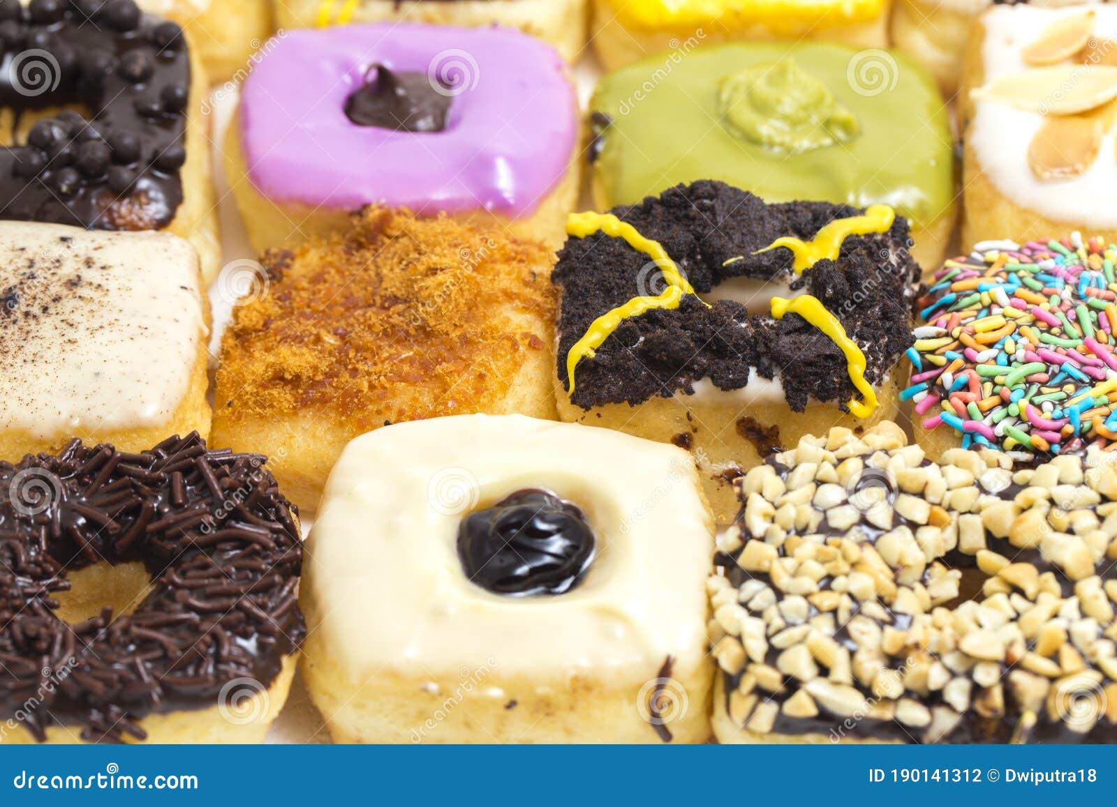 Colorful Donuts Set Isolated on White. Stock Photo - Image of dessert ...