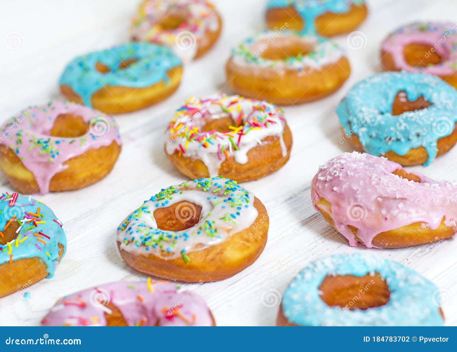 Colorful Donuts Turquoise and Pink, Pattern. Donuts Set on White ...