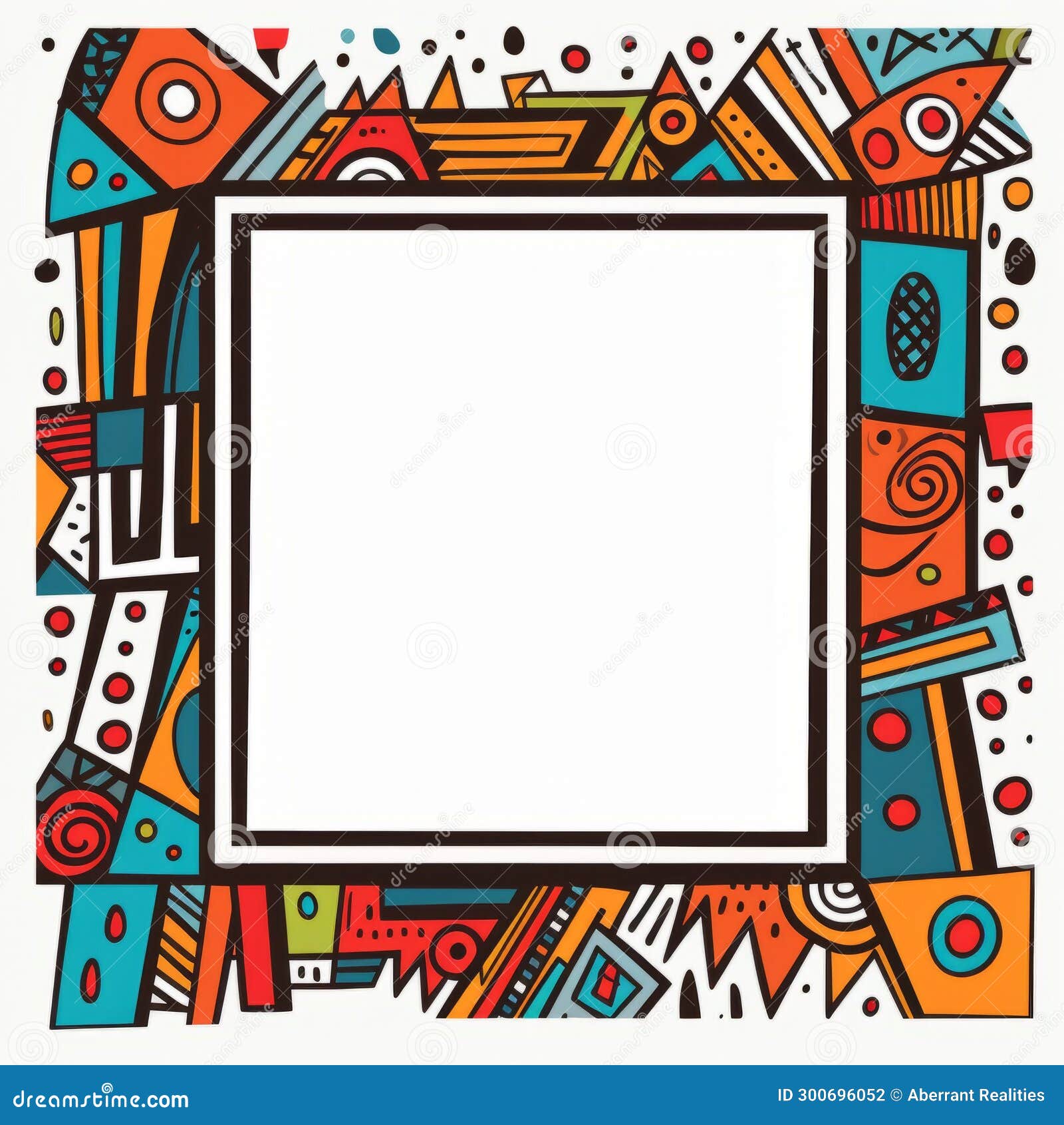 Colorful Doodle Abstract Frame with Space for Text Stock Illustration ...