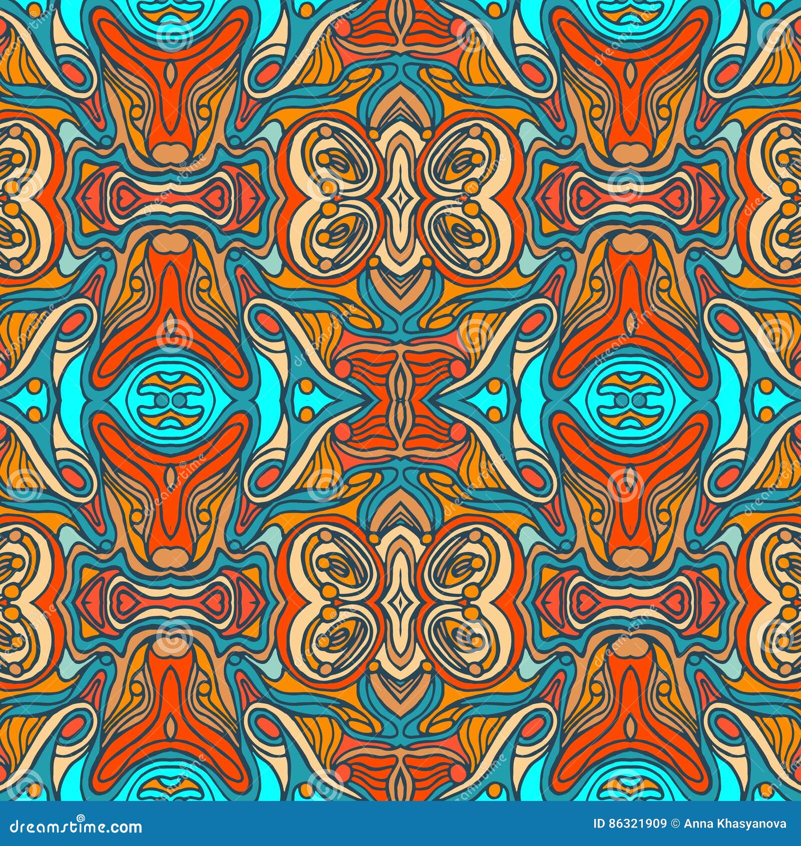 Colorful Doodle Abstract Seamless Pattern. Stock Illustration ...