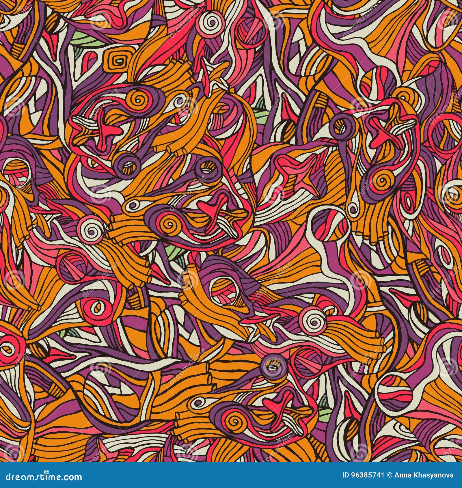 Colorful Doodle Abstract Seamless Pattern. Stock Illustration ...