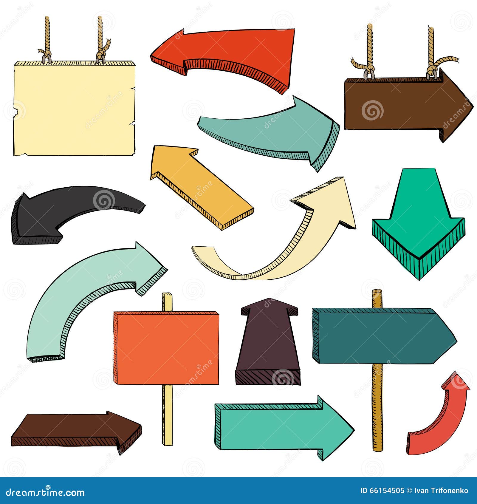 Colorful doodle arrows stock vector. Illustration of arrow - 66154505