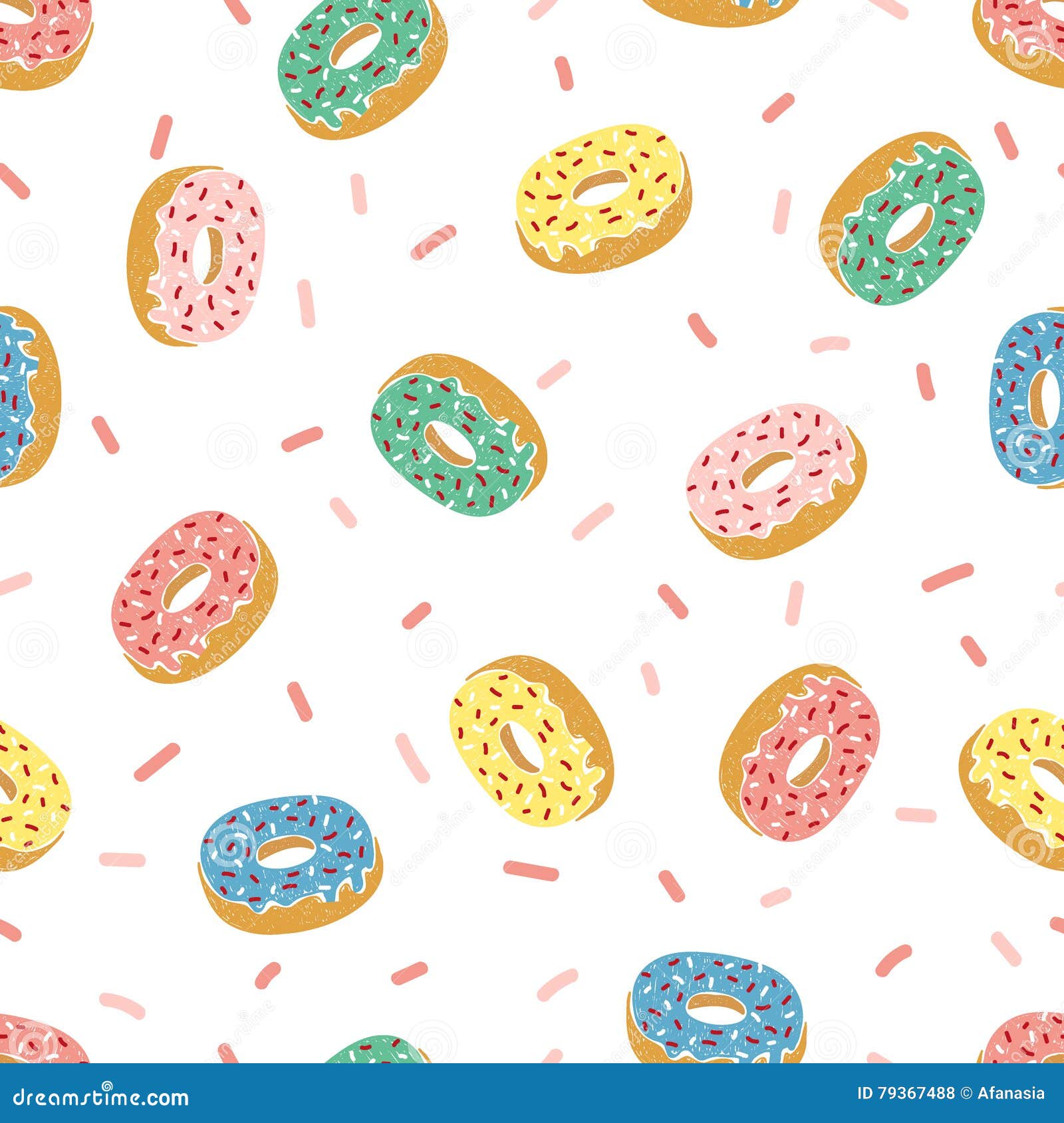 Doodle Donuts Pattern. Vector Illustration | CartoonDealer.com #49008552