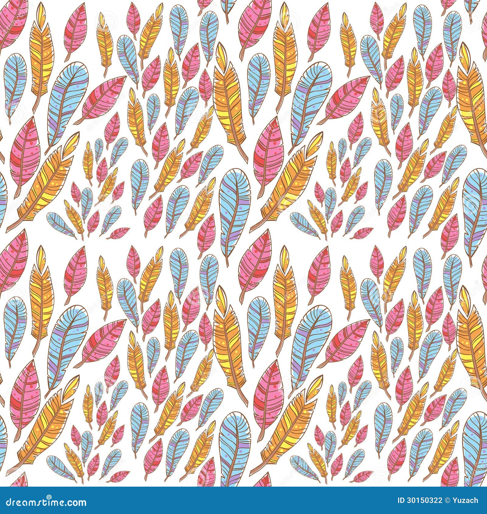 Colorful Feathers Creative Seamless Pattern Stock Vector - Illustration ...