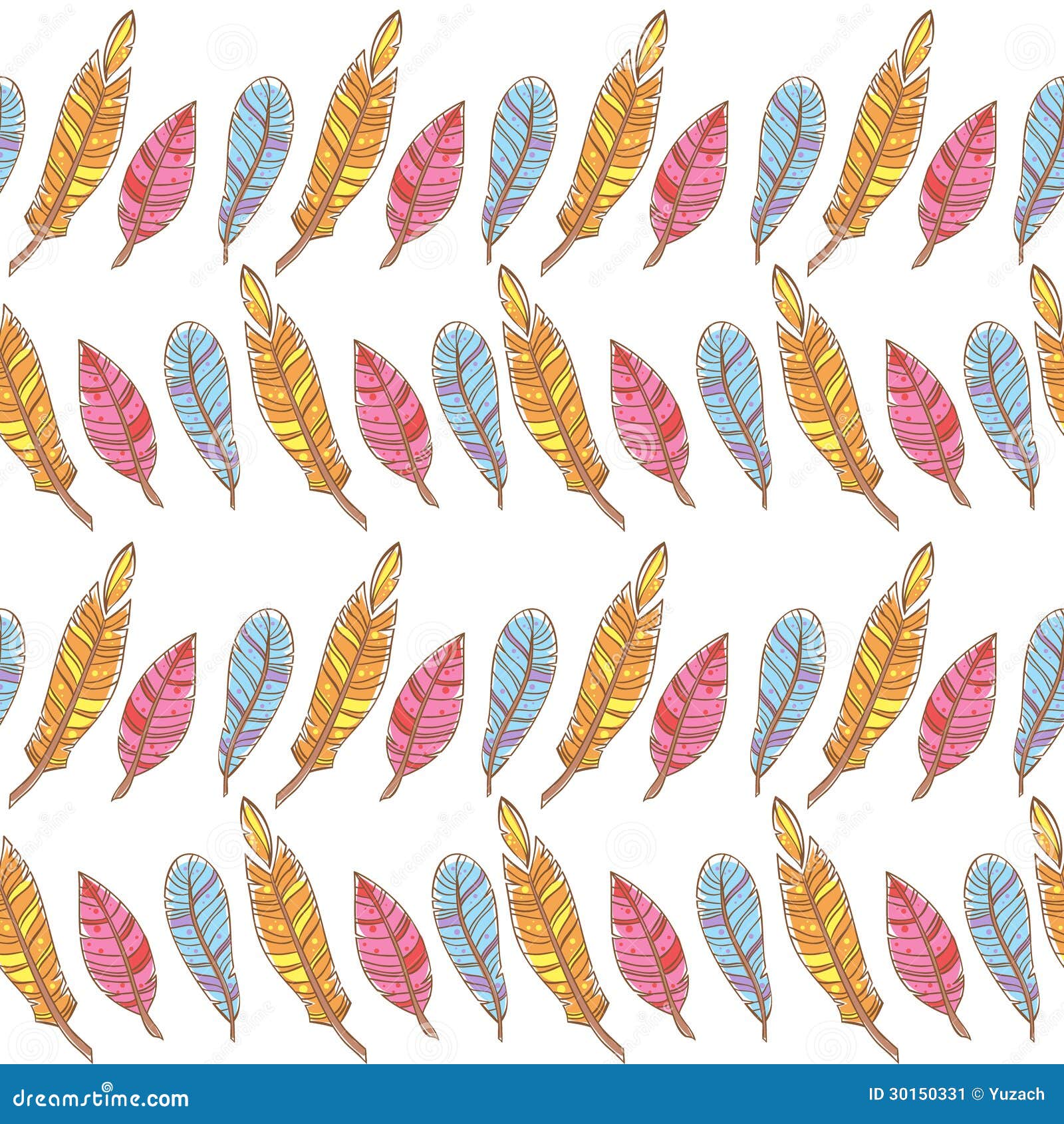 Colorful Feathers Creative Seamless Pattern Stock Vector - Illustration ...