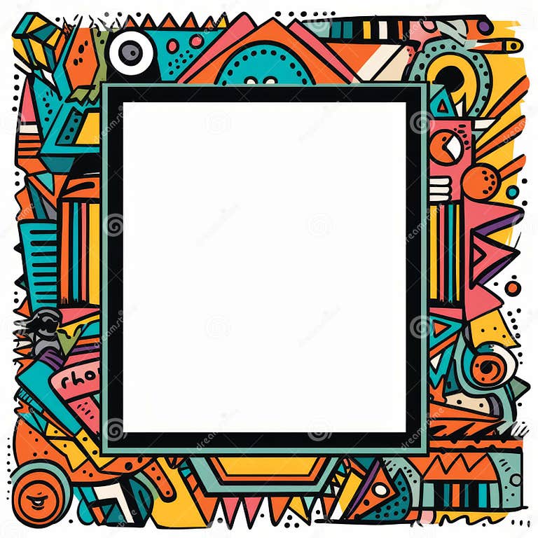 Colorful Doodle Frame with a Blank Space for Your Text Stock ...