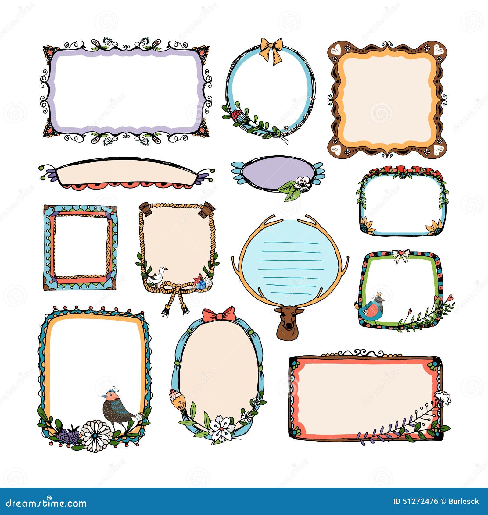 Colorful doodle frames stock vector. Illustration of abstract - 51272476