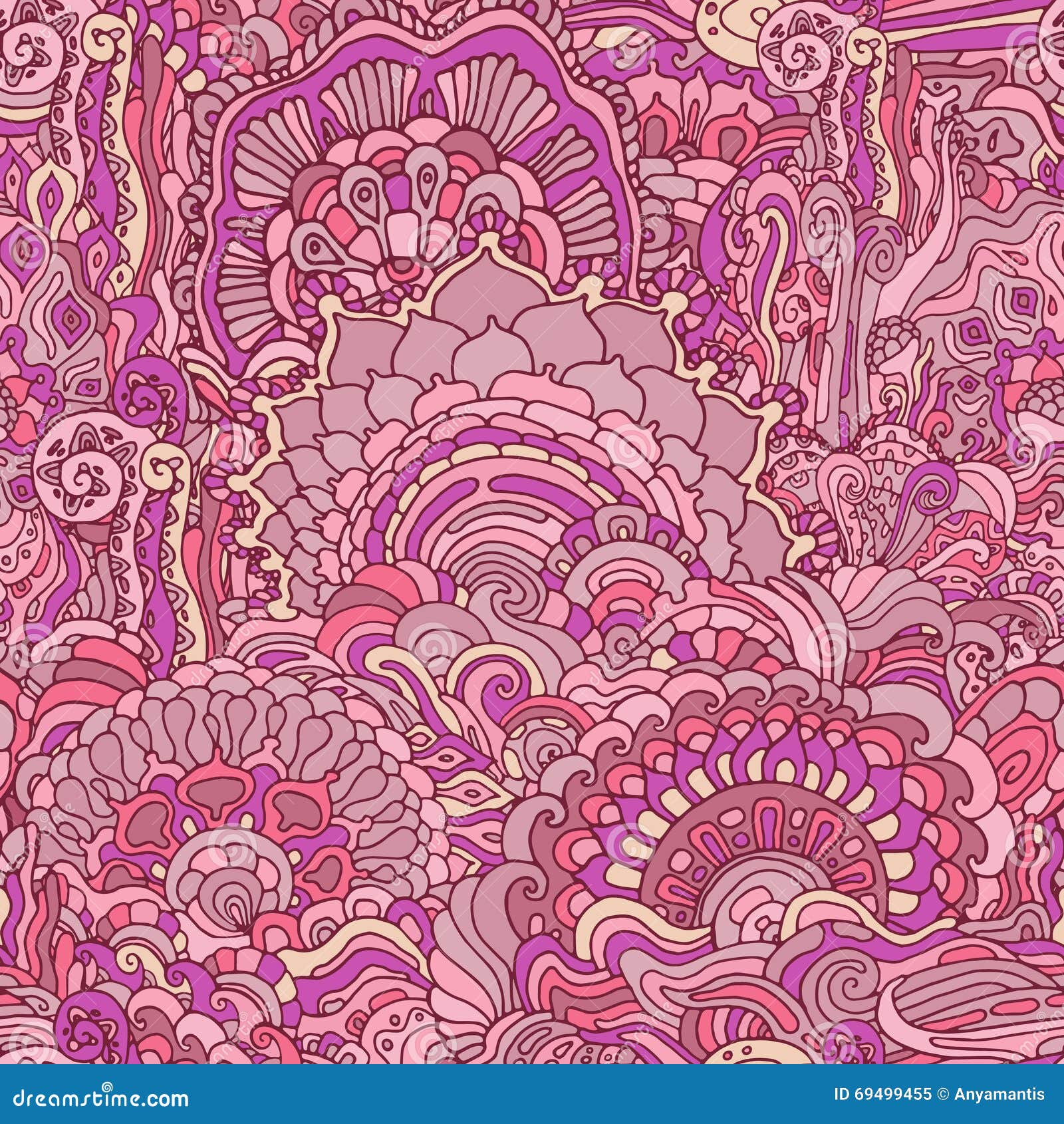 Colorful Doodle Ornament Seamless Pattern Stock Vector - Illustration ...