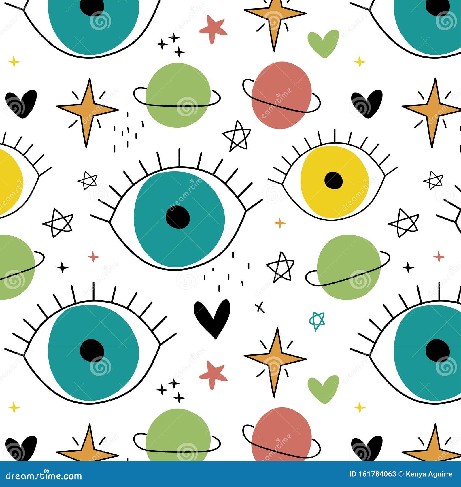 Colorful Doodle Pattern. Eyes Pattern Stock Vector - Illustration of ...