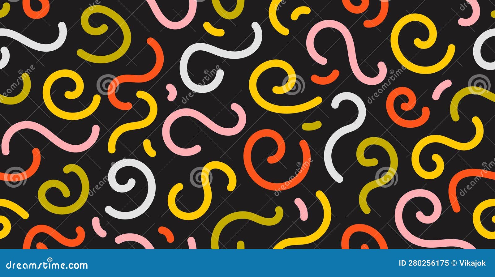 Colorful Doodle Seamless Pattern. Abstract Childish Squiggle Repeating ...