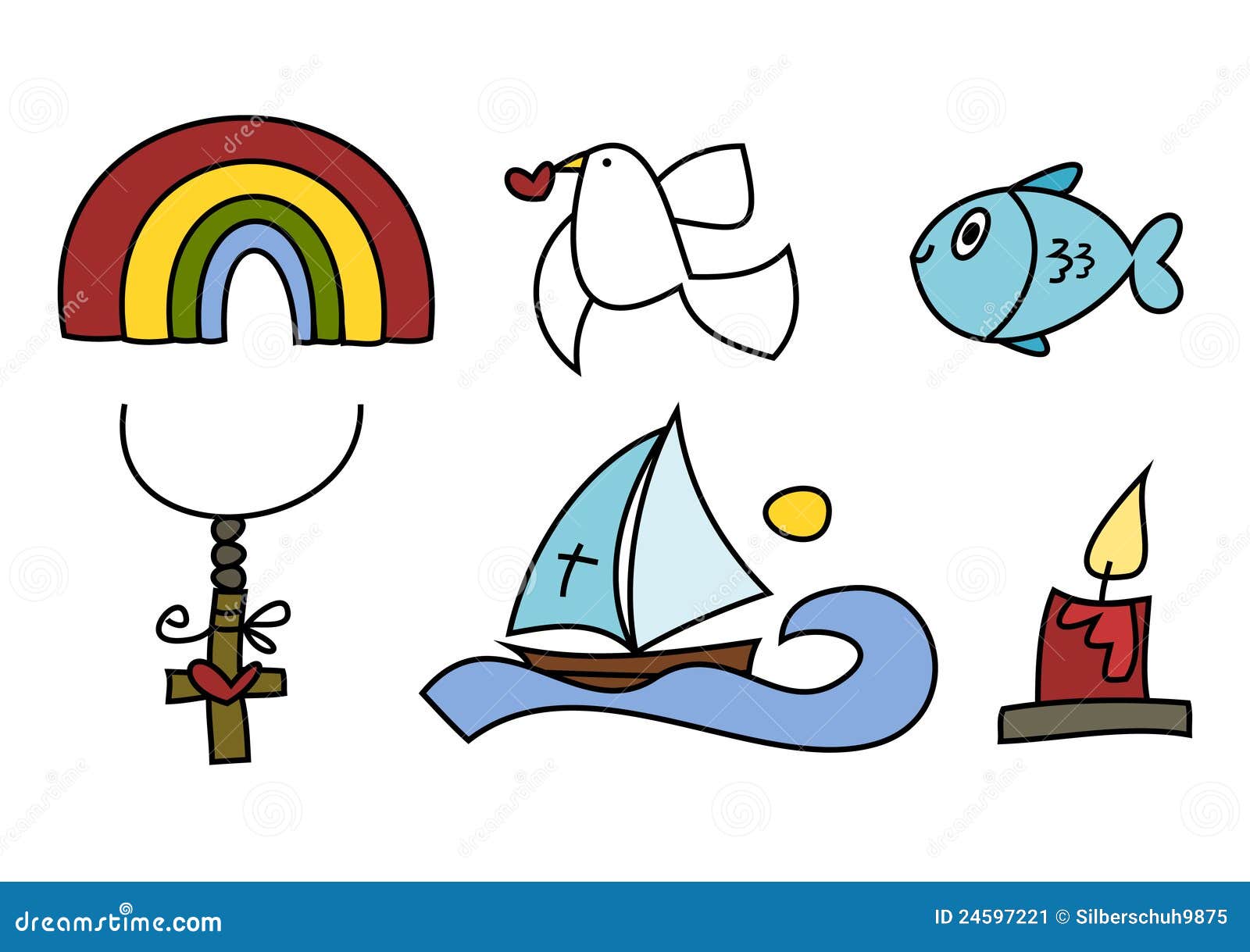 Colorful Doodle Set Religious Symbols Stock Vector Illustration Of