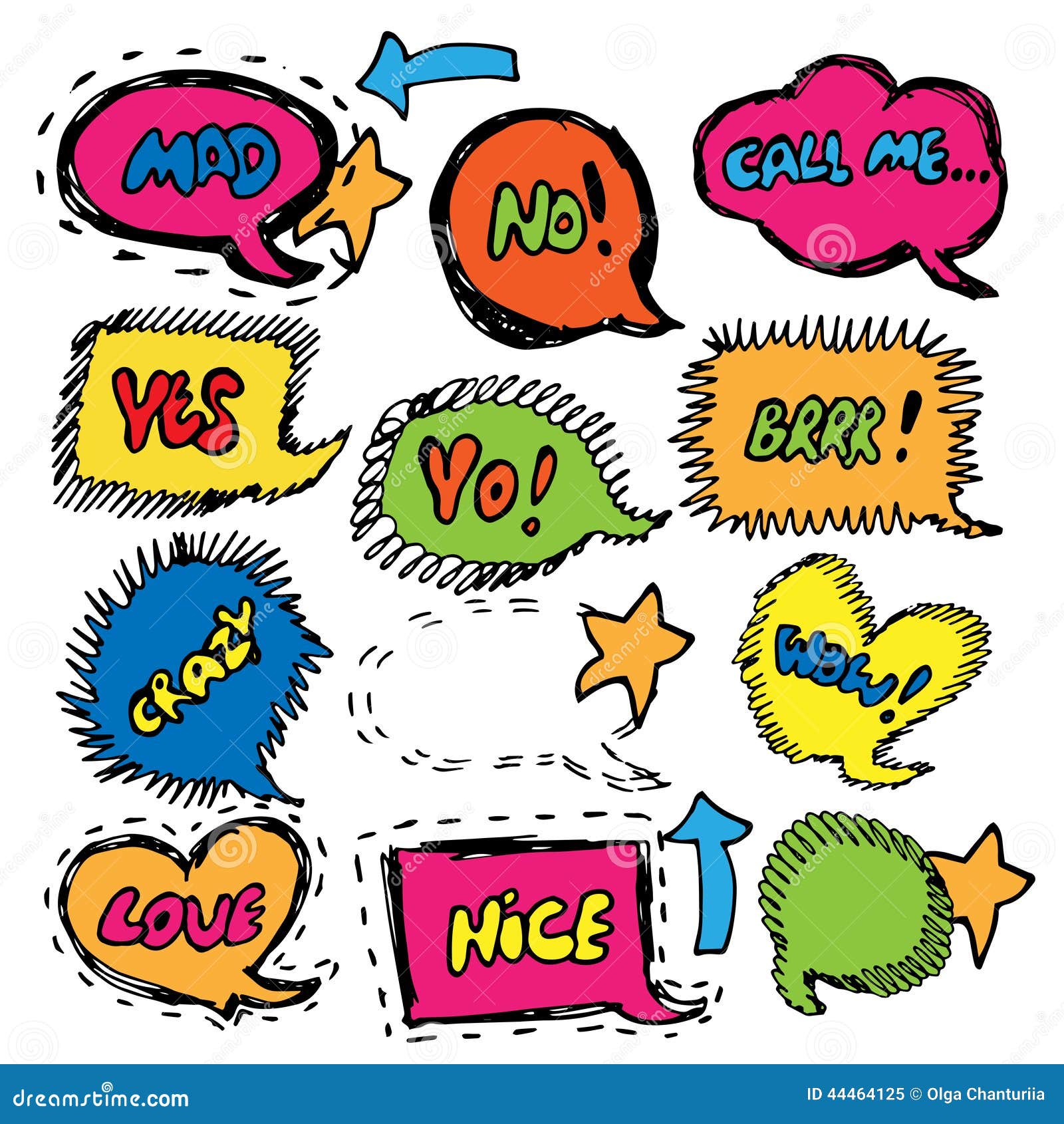 Colorful Doodle Speech Bubble Set. Hand Drawn. Stock Vector ... Colorful Doodle Speech Bubble Set. Hand Drawn. Stock Vector ...