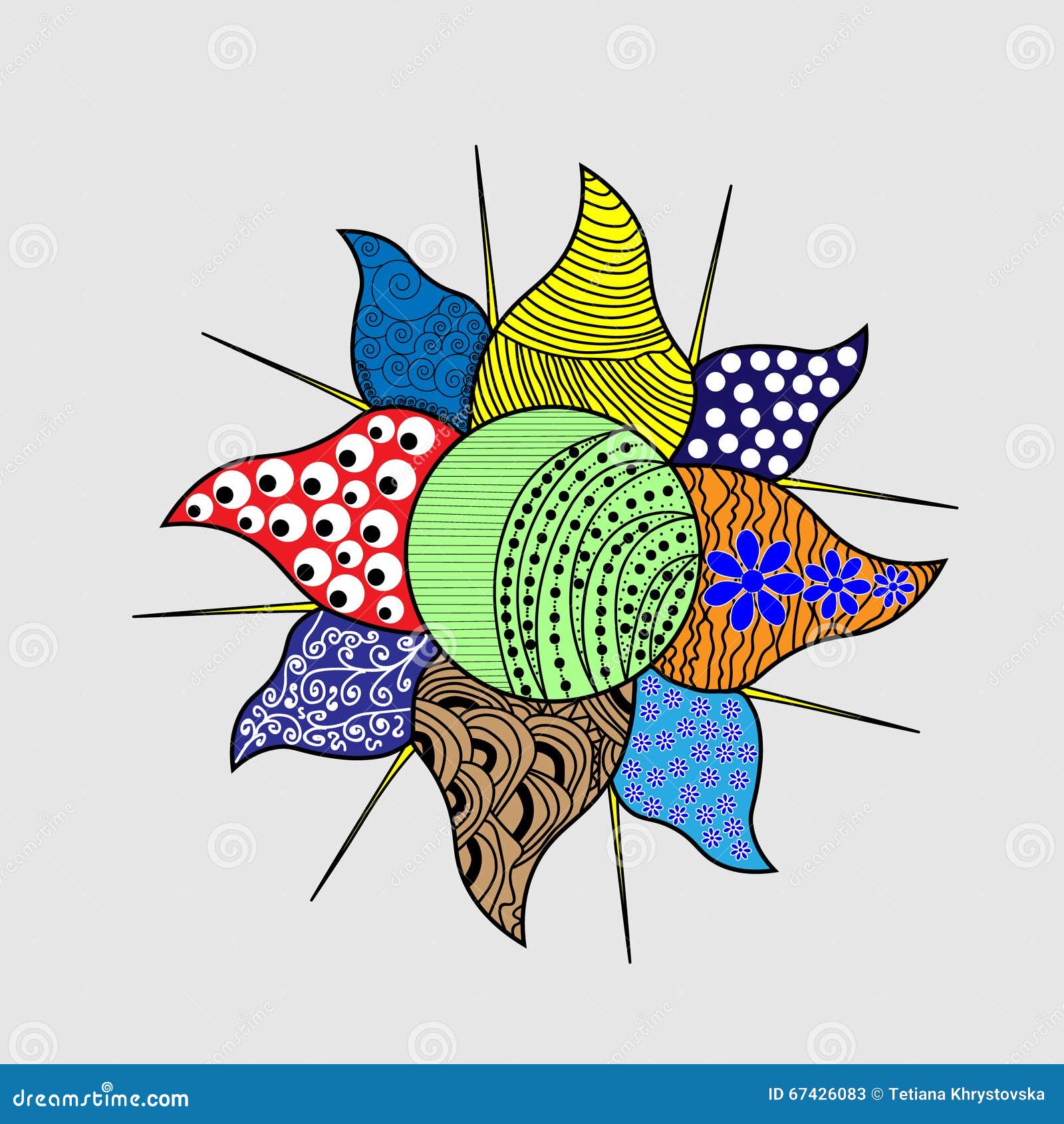 Colorful doodle sun stock vector. Illustration of ethnic - 67426083
