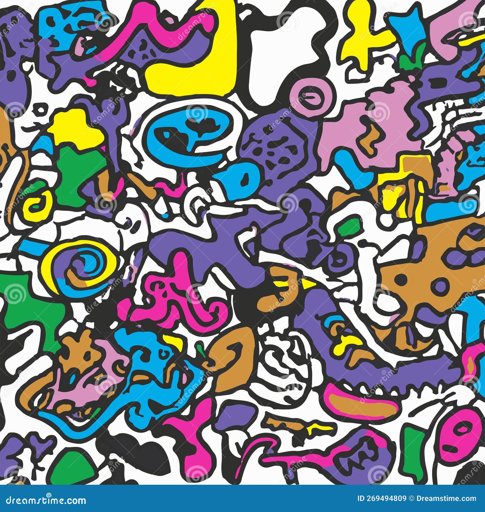 Colorful Doodles Background Pattern Stock Vector - Illustration of ...