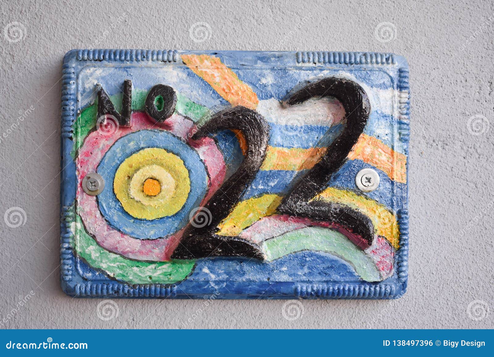 Colorful door number 22 stock photo. Image of post, blue - 138497396