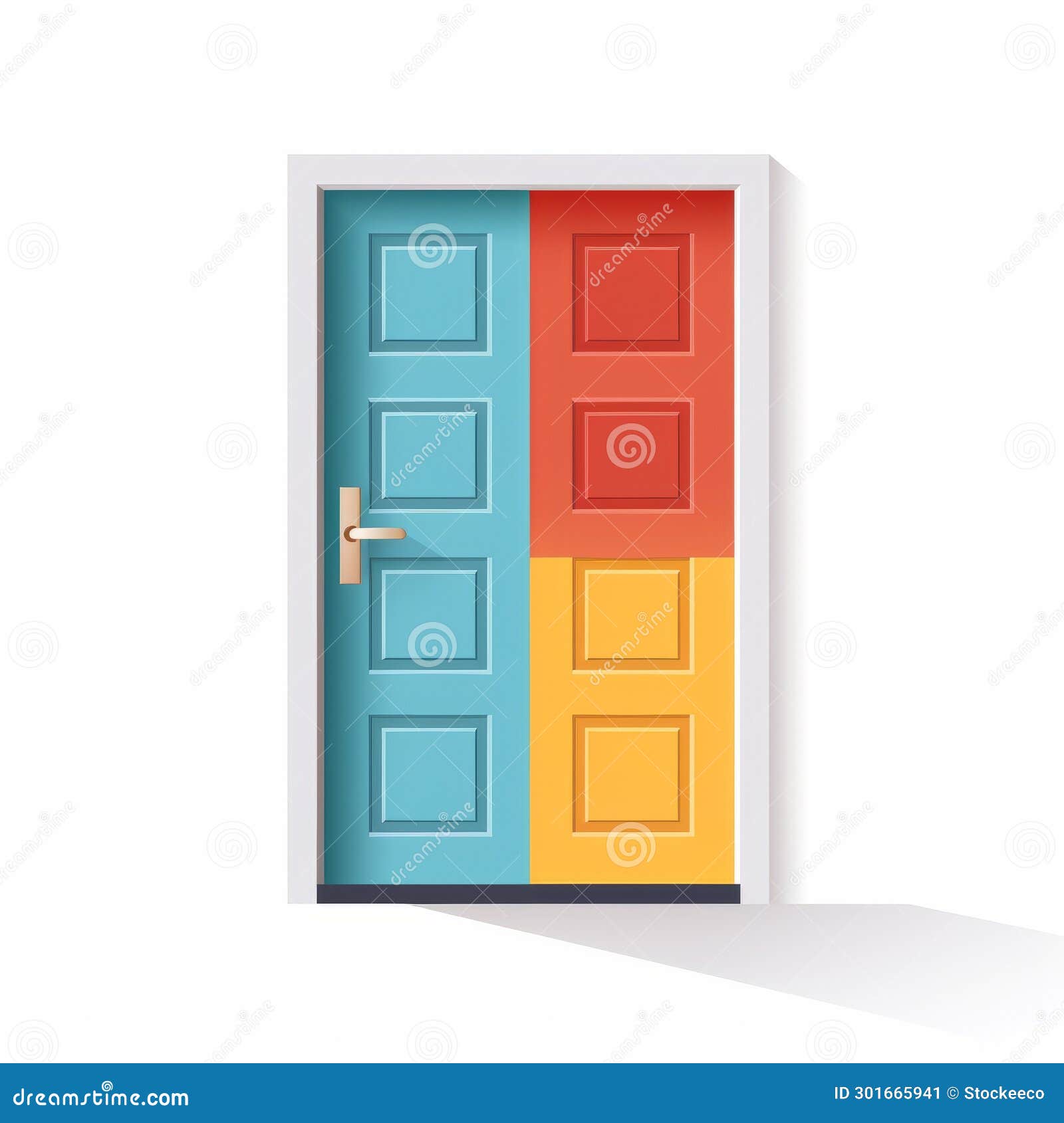 Colorful Door Vector Illustration in Color-blocked Style Stock ...