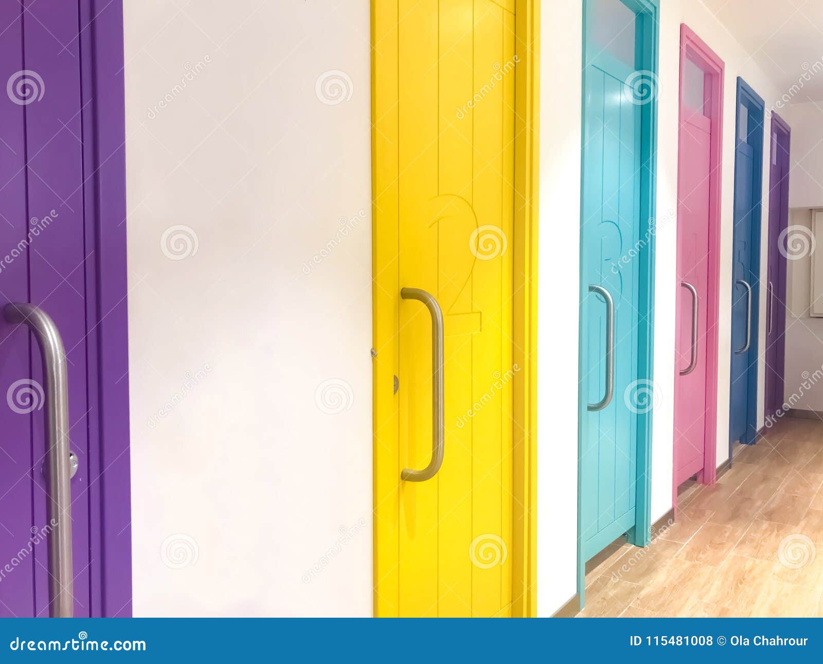 Colorful doors interior stock photo. Image of iterior - 115481008