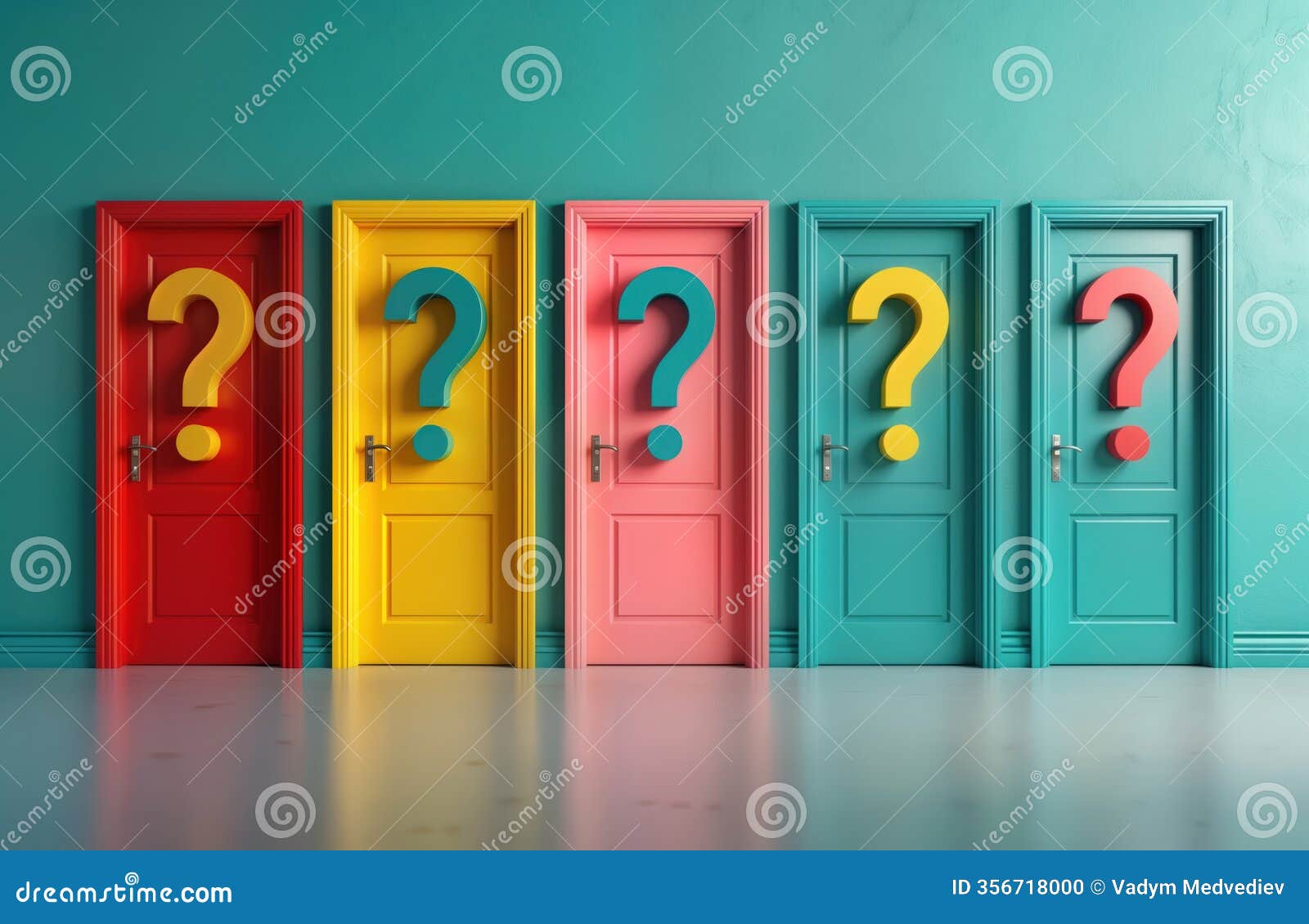 Colorful Doors with Question Marks Symbolize Career Choices ...
