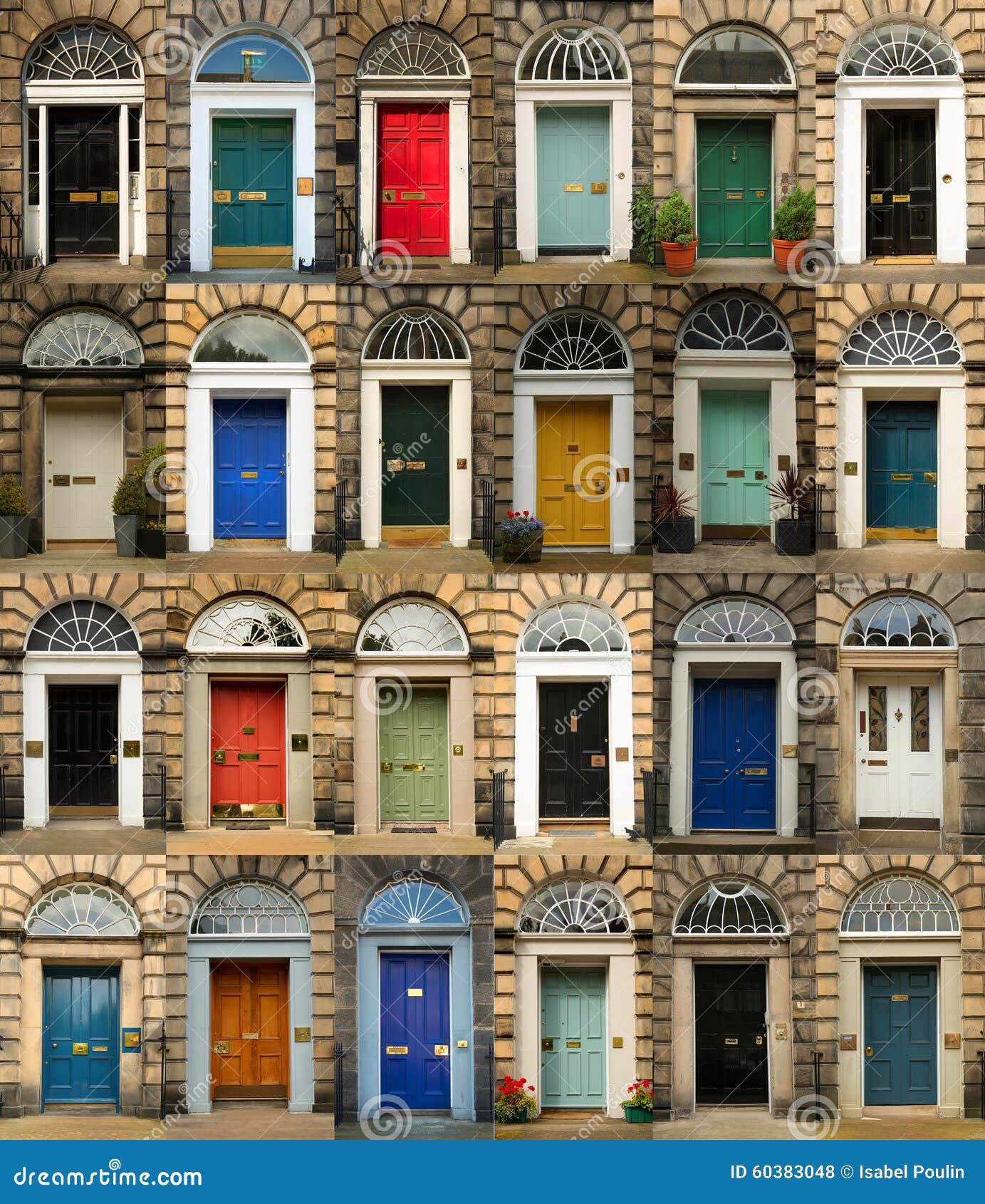Colorful doors in Scotland stock photo. Image of background - 60383048