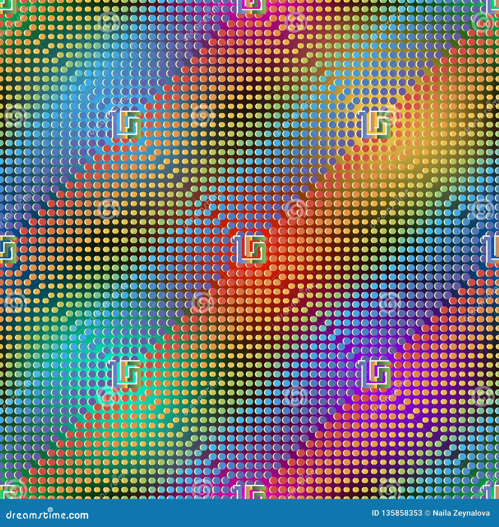 Colorful Dots Halftone Vector Seamless Pattern. Dotted Textured ...