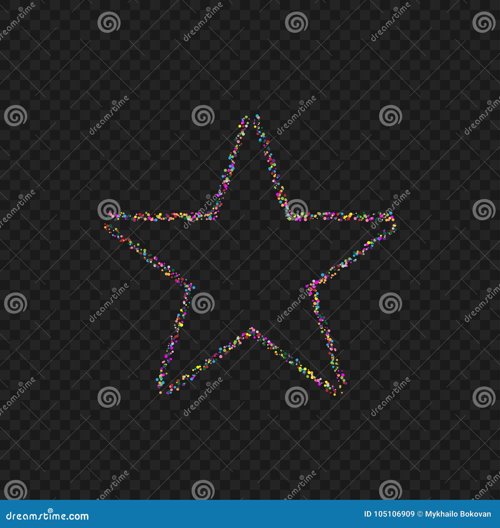 Colorful Dotted star shape stock vector. Illustration of pink - 105106909
