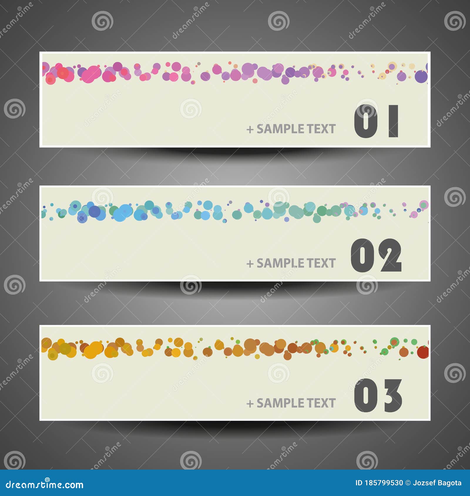 Colorful Dotted Vector Set of Three Header Designs Stock Vector ...
