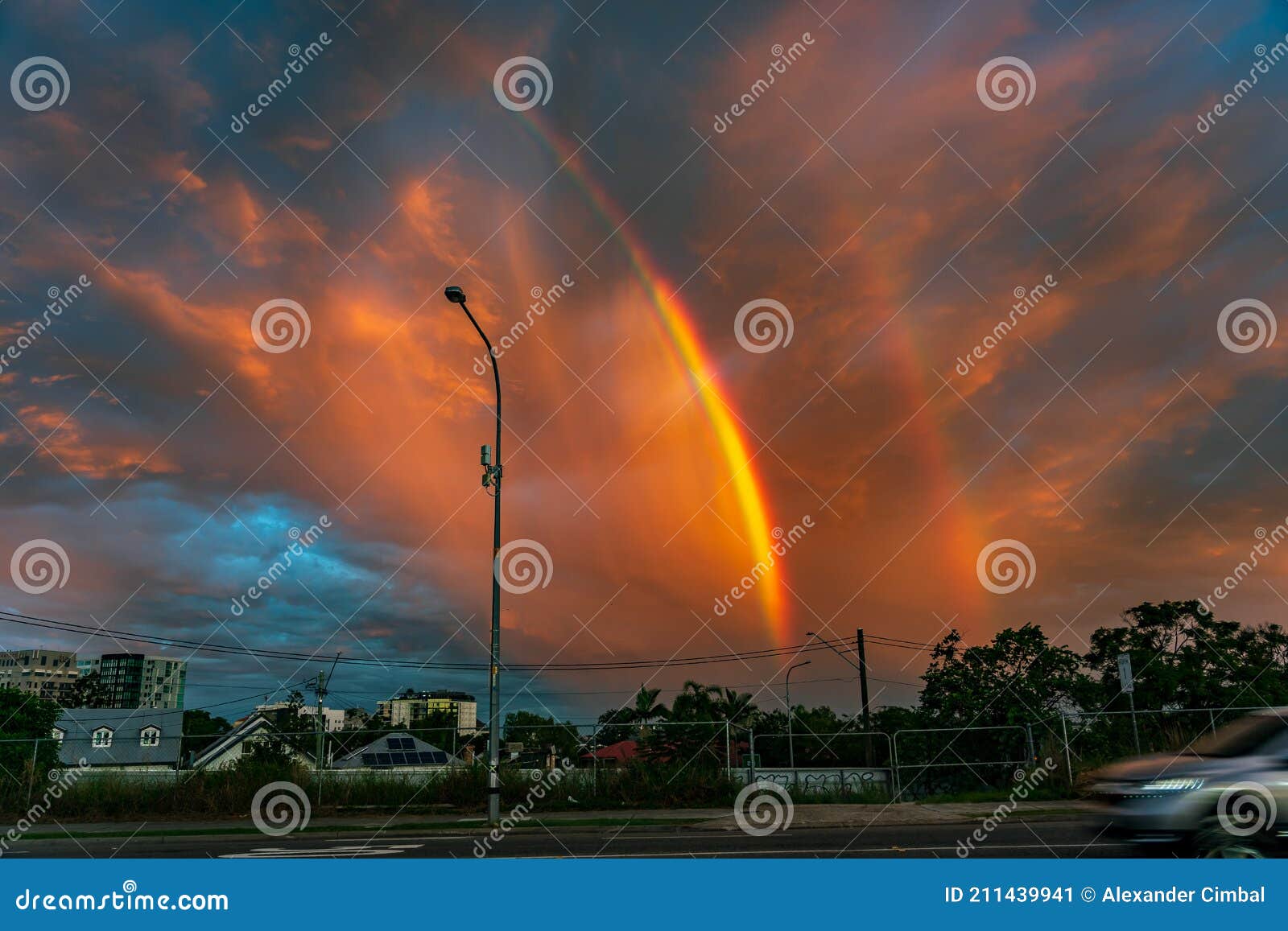 Colorful Double Rainbow at Sunset after the Storm Editorial Photo ...