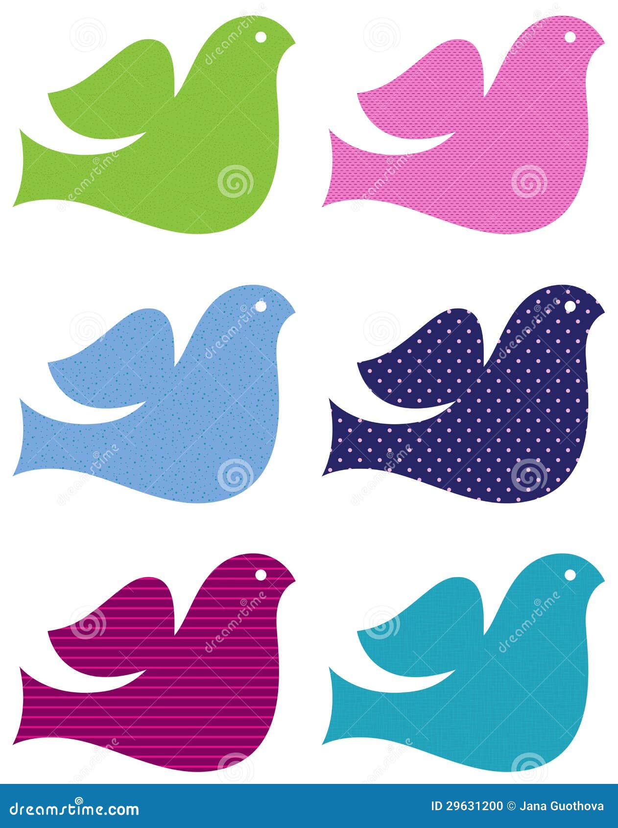 Colorful Doves Set Isolated on White Stock Vector - Illustration of ...