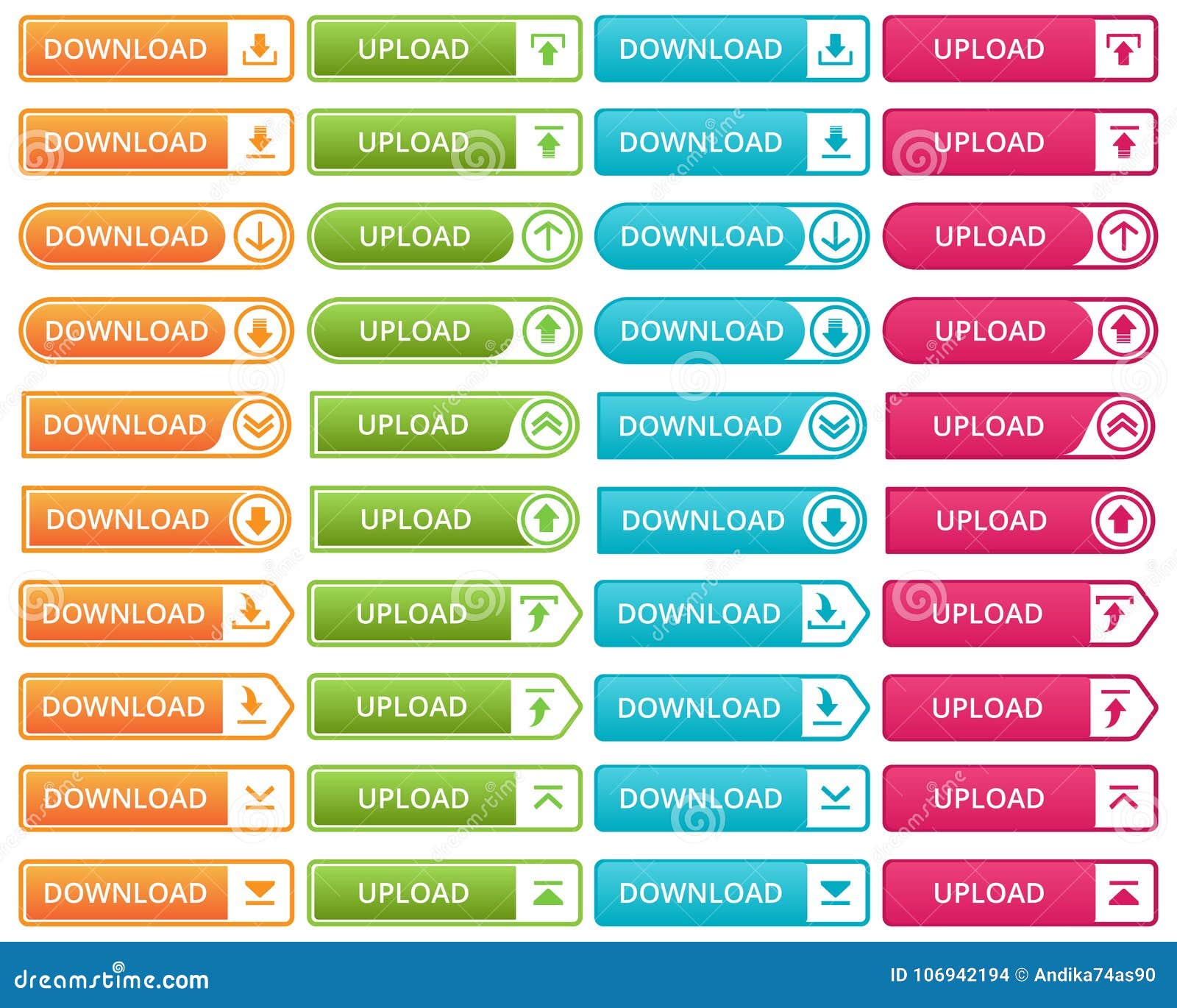 Colorful Download and Upload Buttons Stock Vector - Illustration of ...