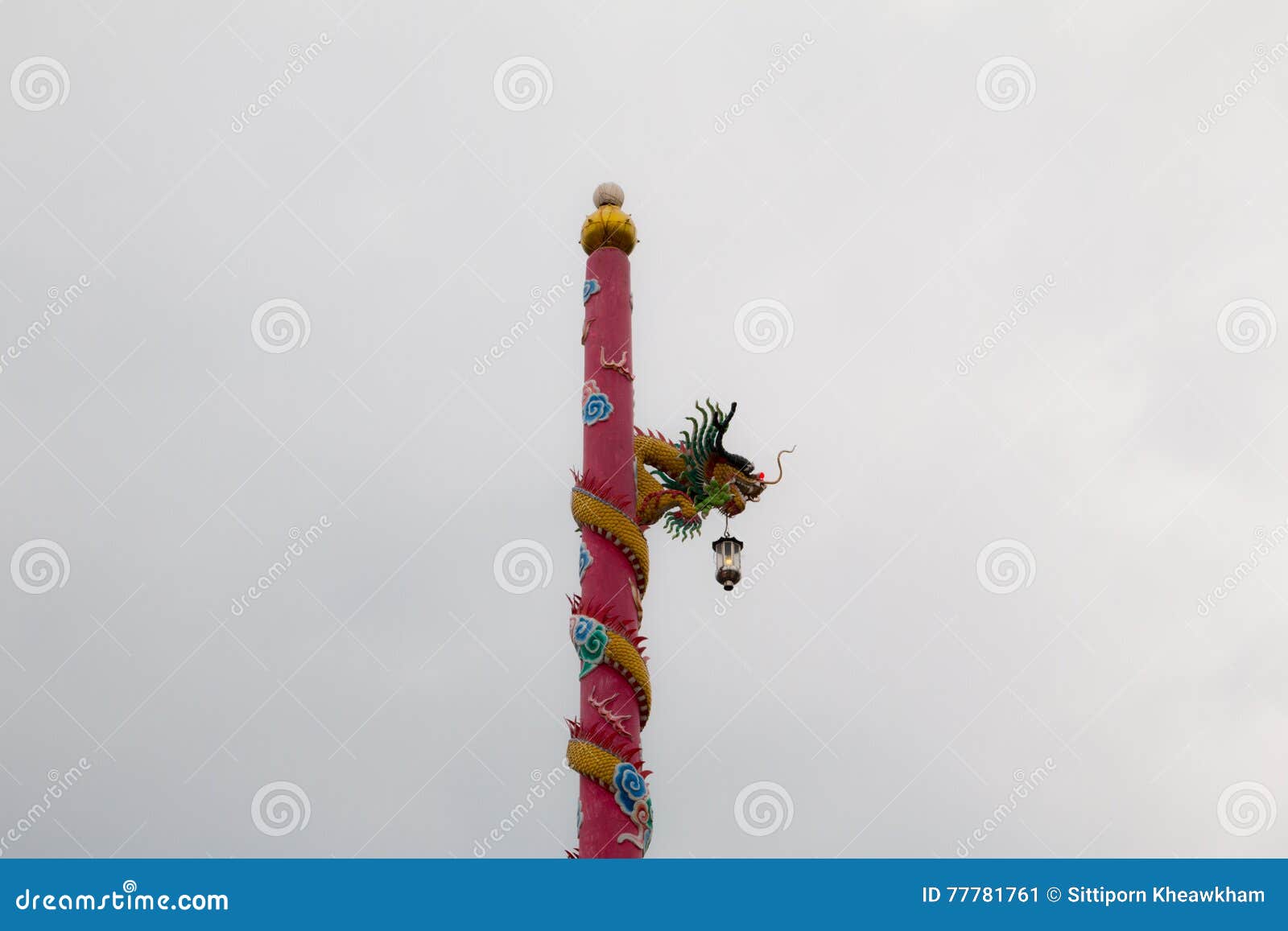 Colorful Dragon Column at Chinese Stock Image - Image of architecture ...
