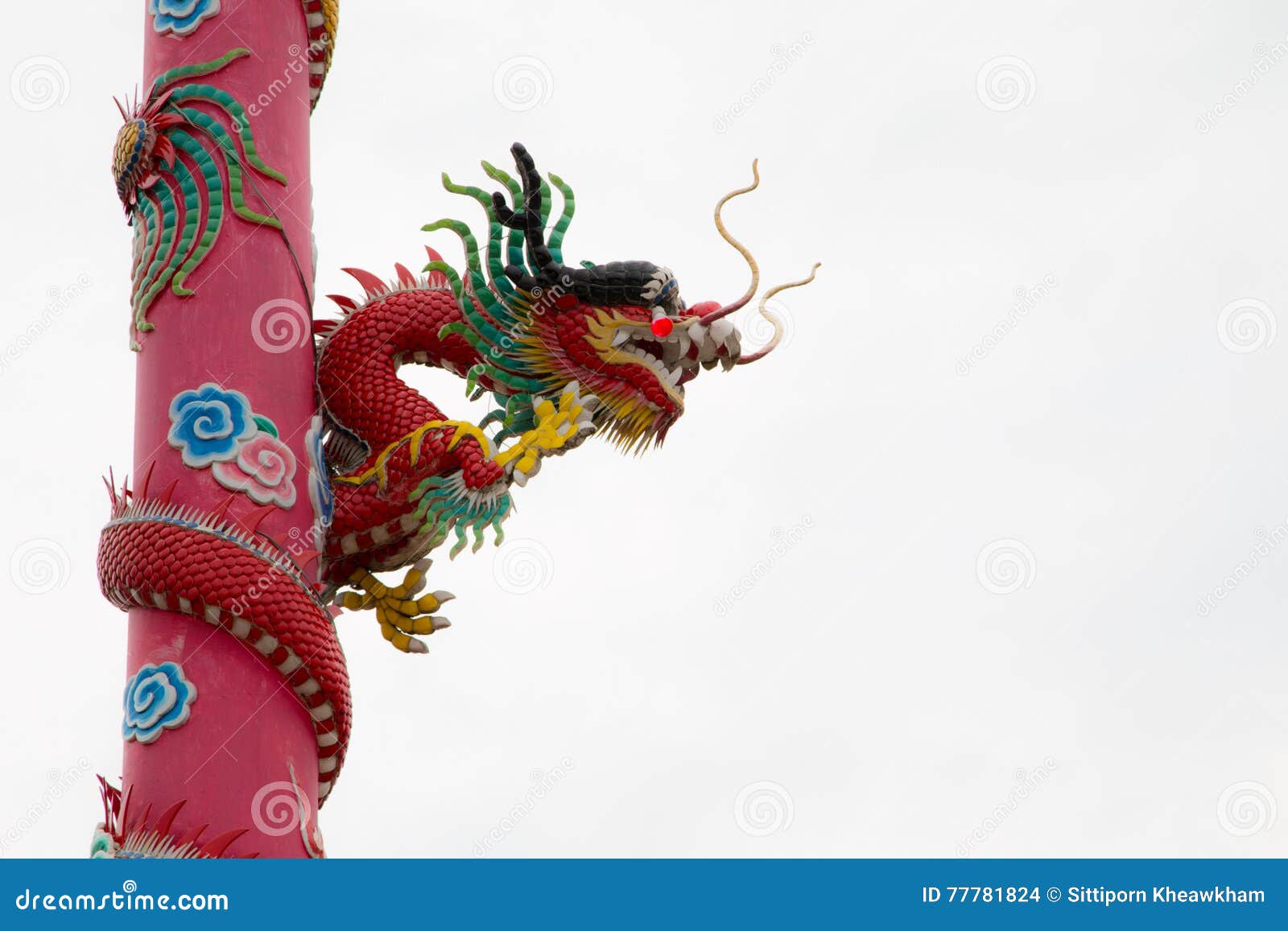 Colorful Dragon Column at Chinese Stock Photo - Image of powerful ...