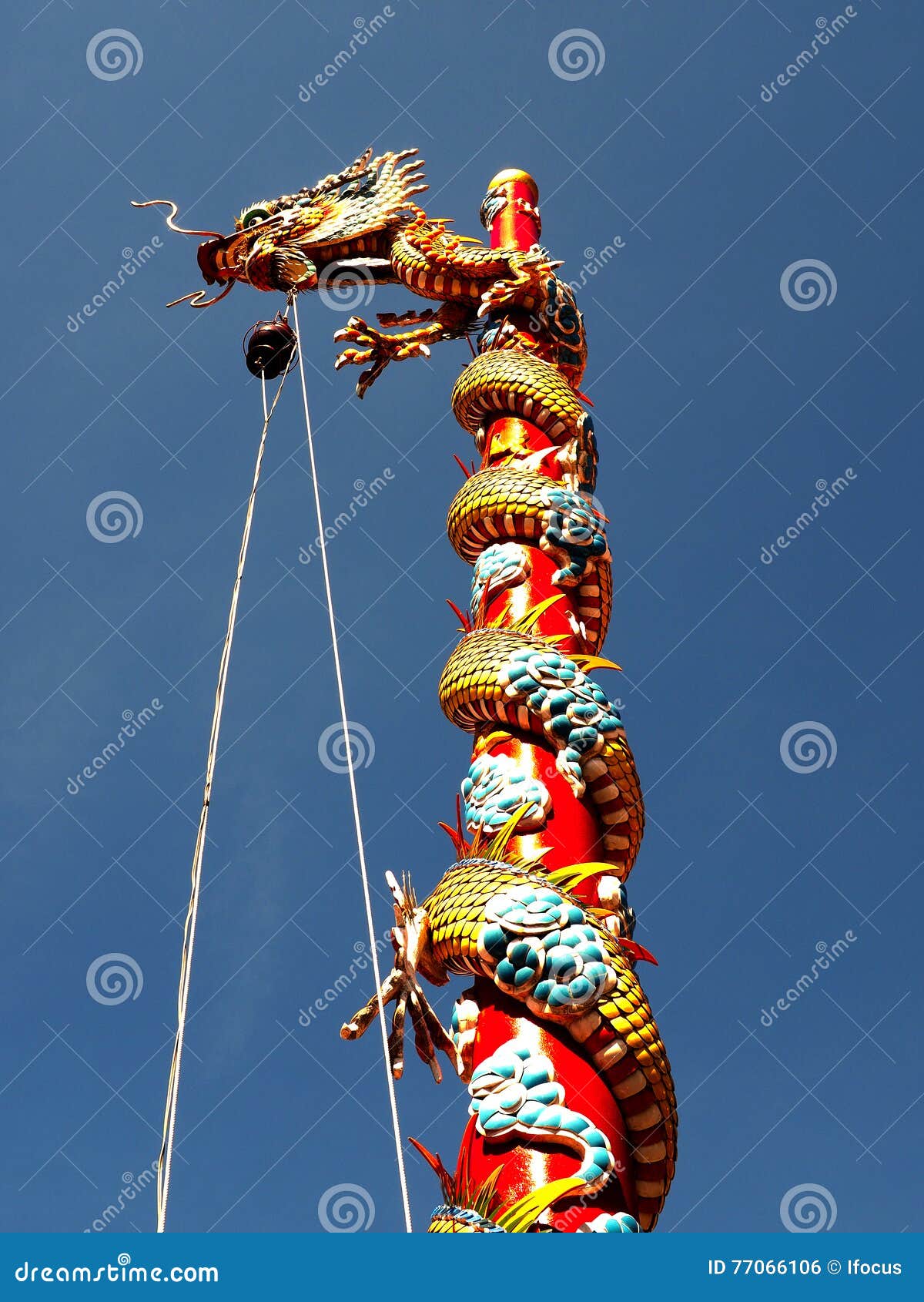 Colorful Dragon Column at Chinese Shrine Stock Photo - Image of ...