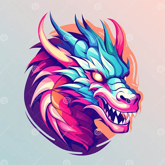 Colorful Dragon Head with Sharp Teeth Stock Illustration - Illustration ...